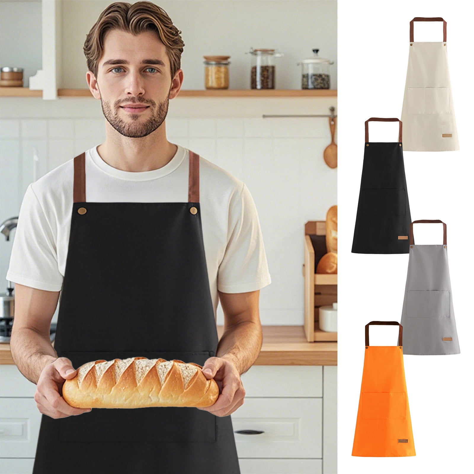Fwttom Chef Aprons for Men Women with Pocket Heavy Duty Aprons ...