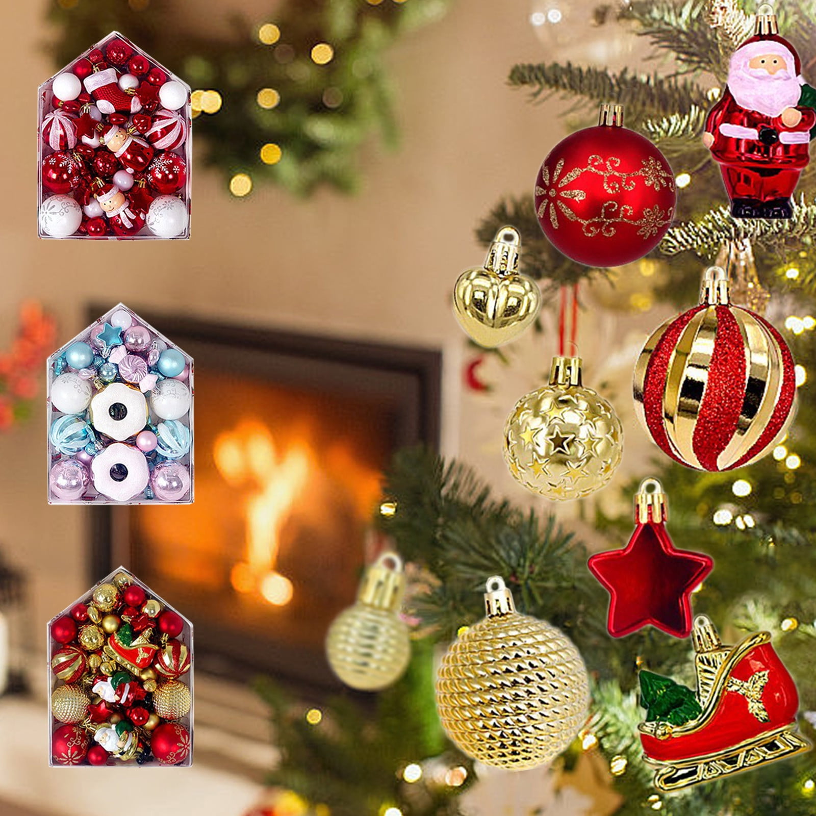 Fwttom Christmas Balls, 72Pcs Shatterproof Christmas Ball Ornaments Set ...