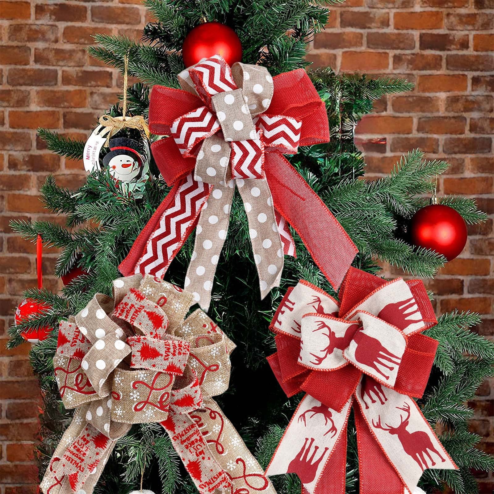 Fwttom Christmas Bows, 7.87" x 11.81" Stiff Shape Large Christmas Tree ...