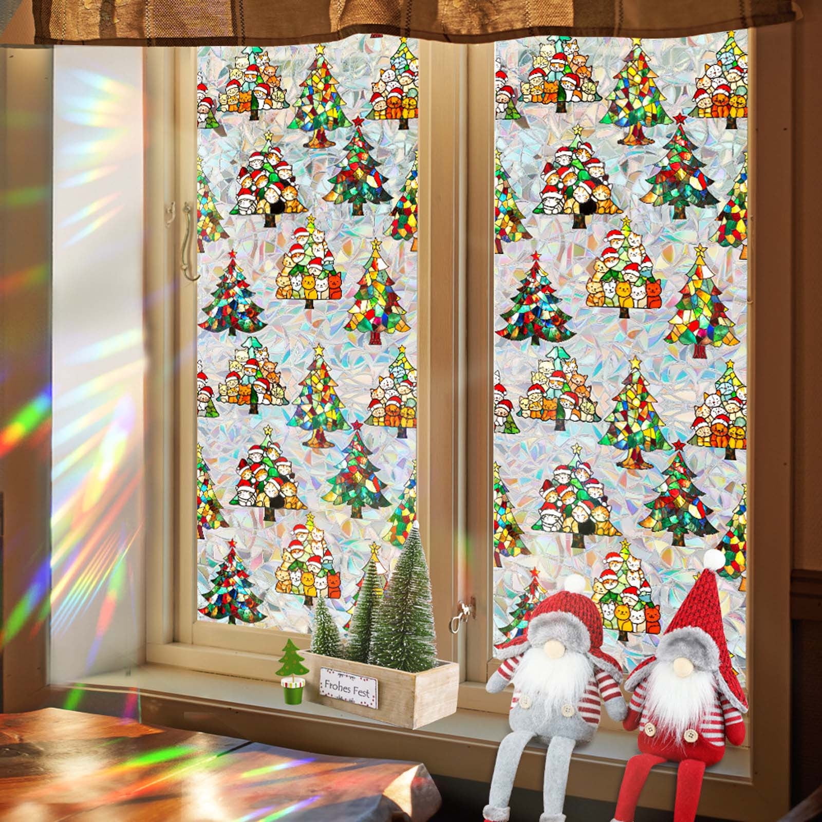 Fwttom Christmas Window Clings, Electrostatic Sticker PVC Double-sided ...