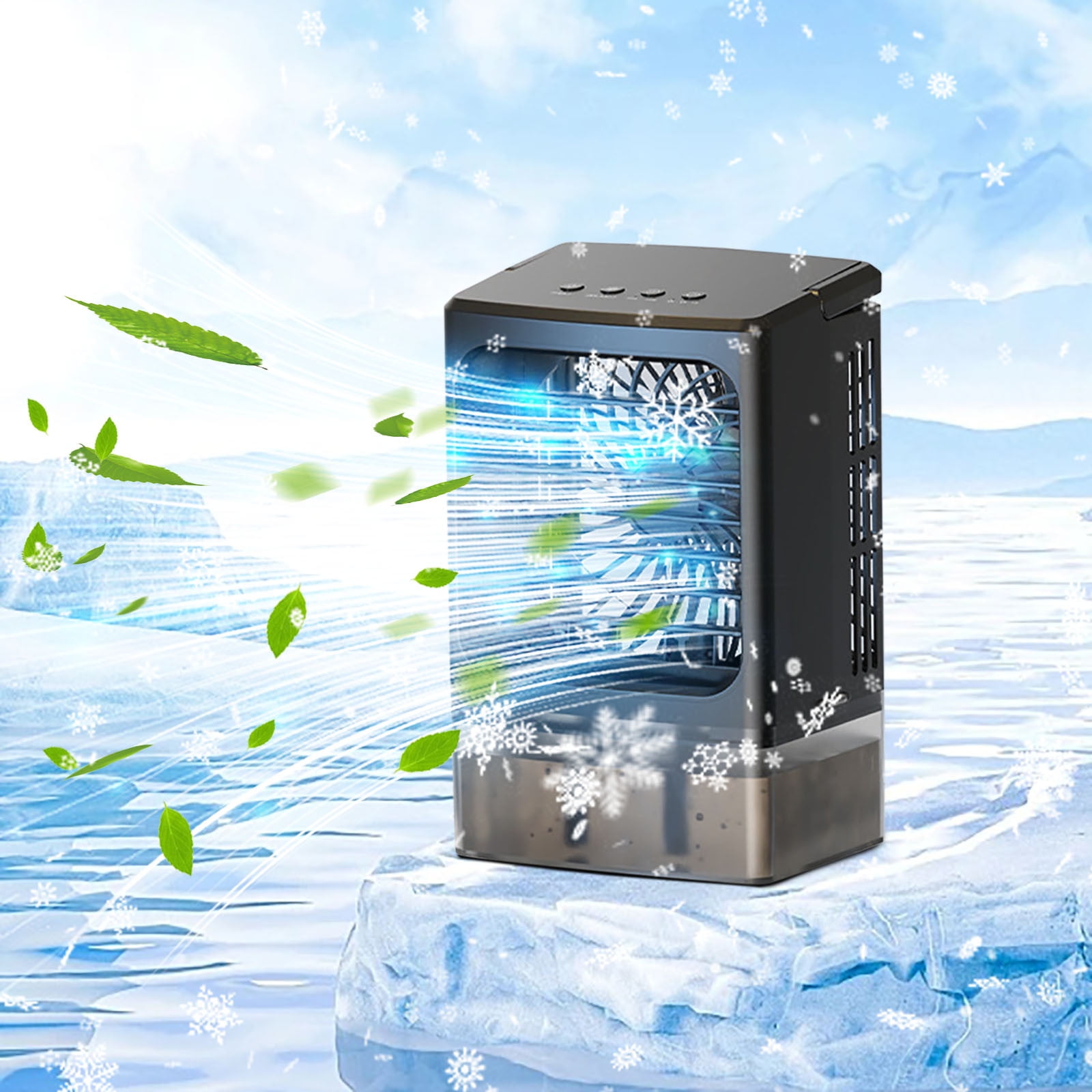 Fwttom Cooling Fan - Quiet Small Water Cooling Desk Fan, 3 Speeds ...