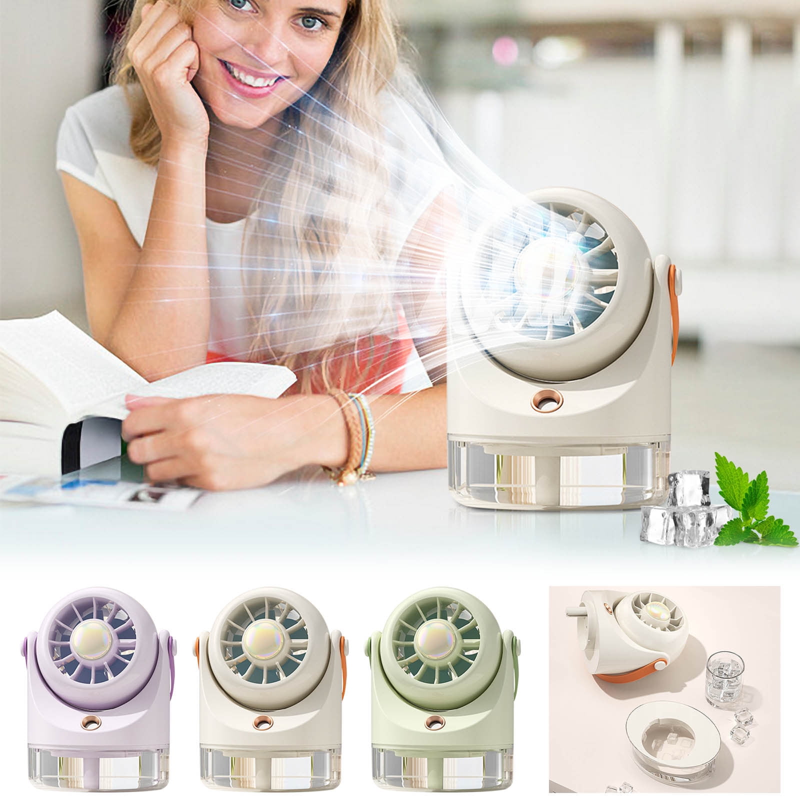 Fwttom Cooling Fan - Quiet USB Small Humidifier Water Cooling Desk Fan ...