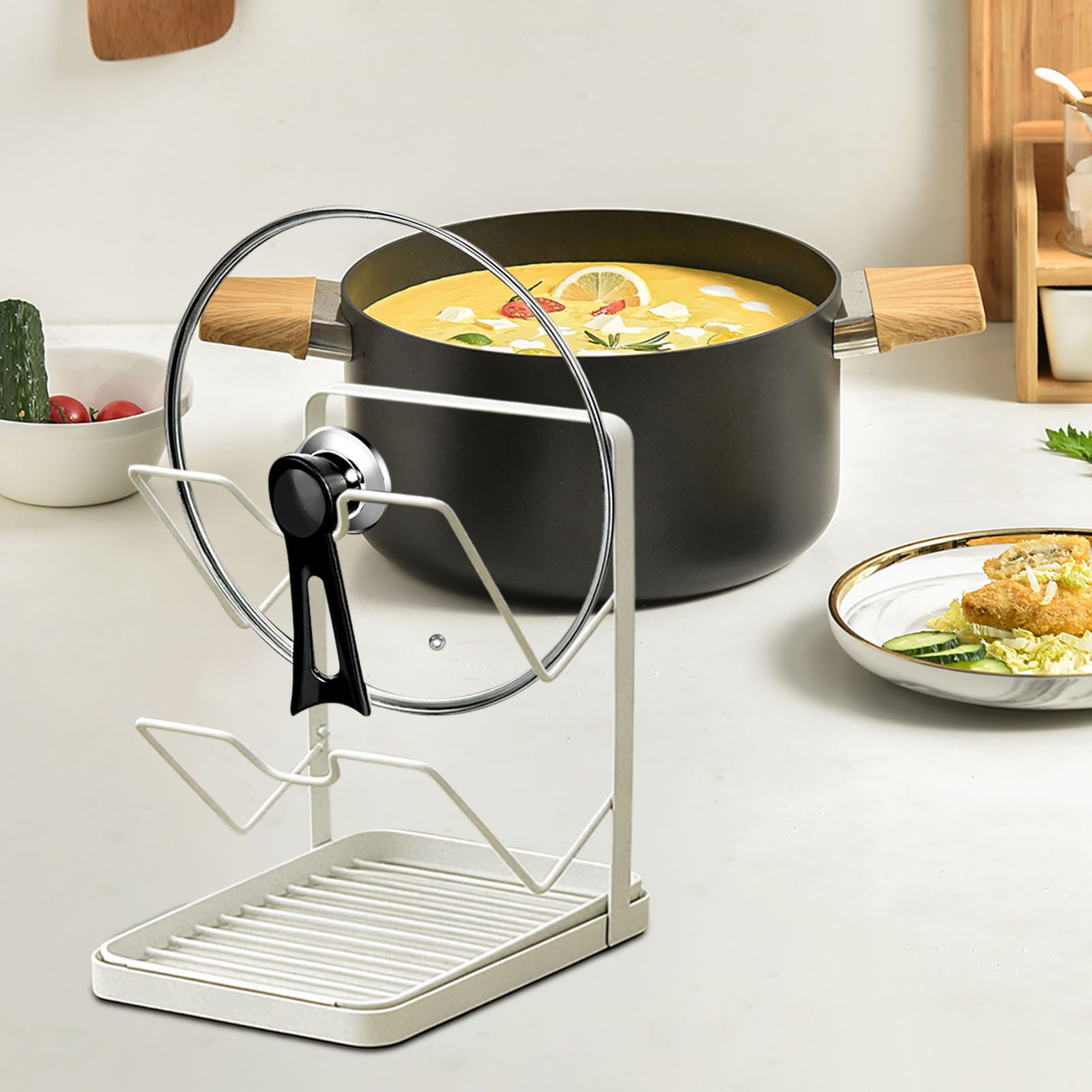 Fwttom Kitchen Pot Lid Organizer Rack, Multi-layer Pot Lid Holder ...