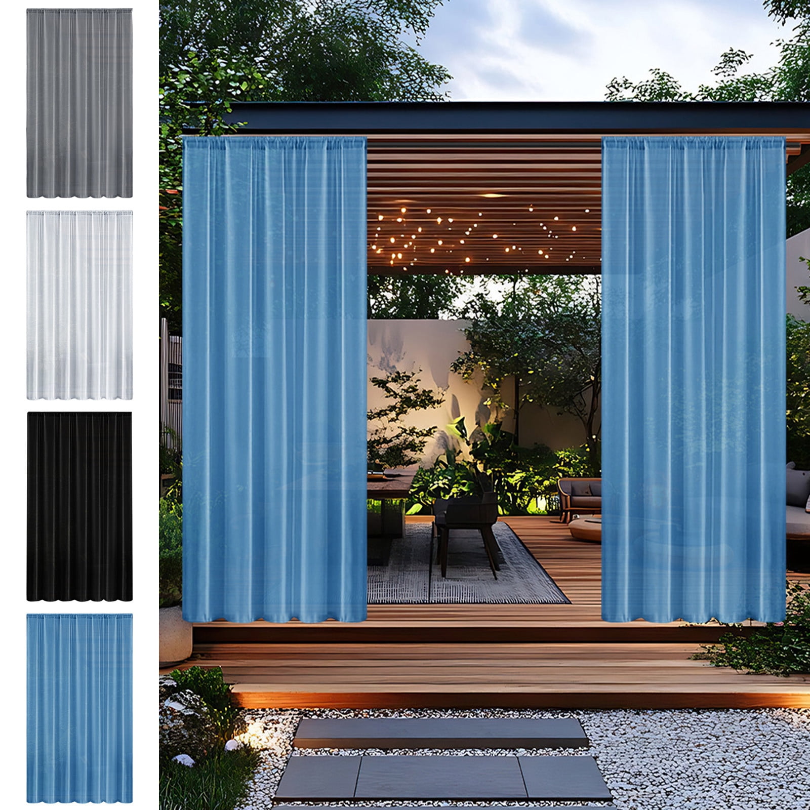 Fwttom Outdoor Curtains - Gazebo Curtains Outdoor Waterproof Premium ...