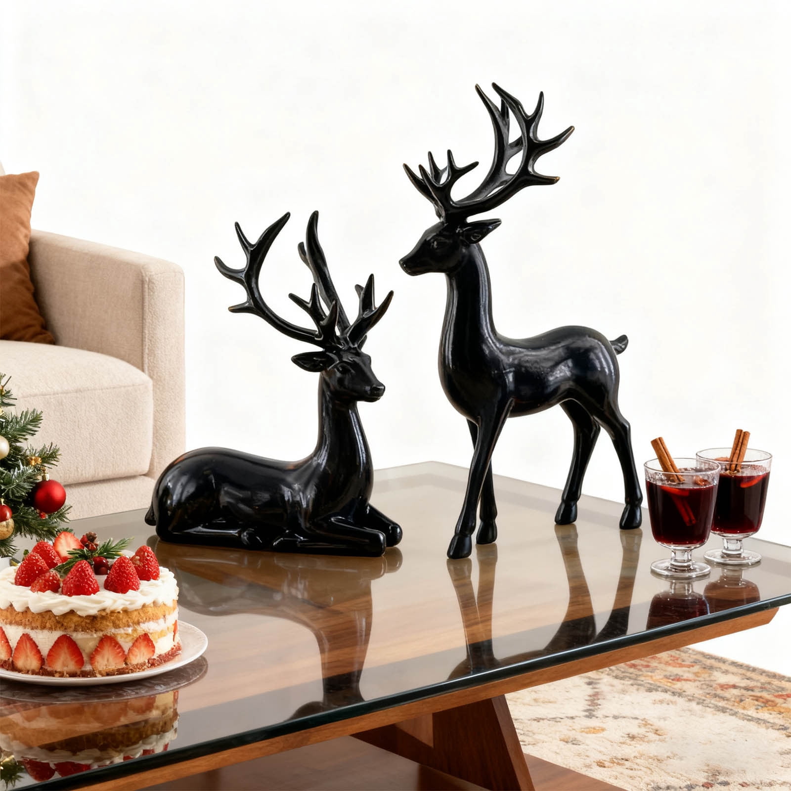 Fwttom Reindeer Christmas Decorations, 2 pcs Xmas Deer Exquisite ...