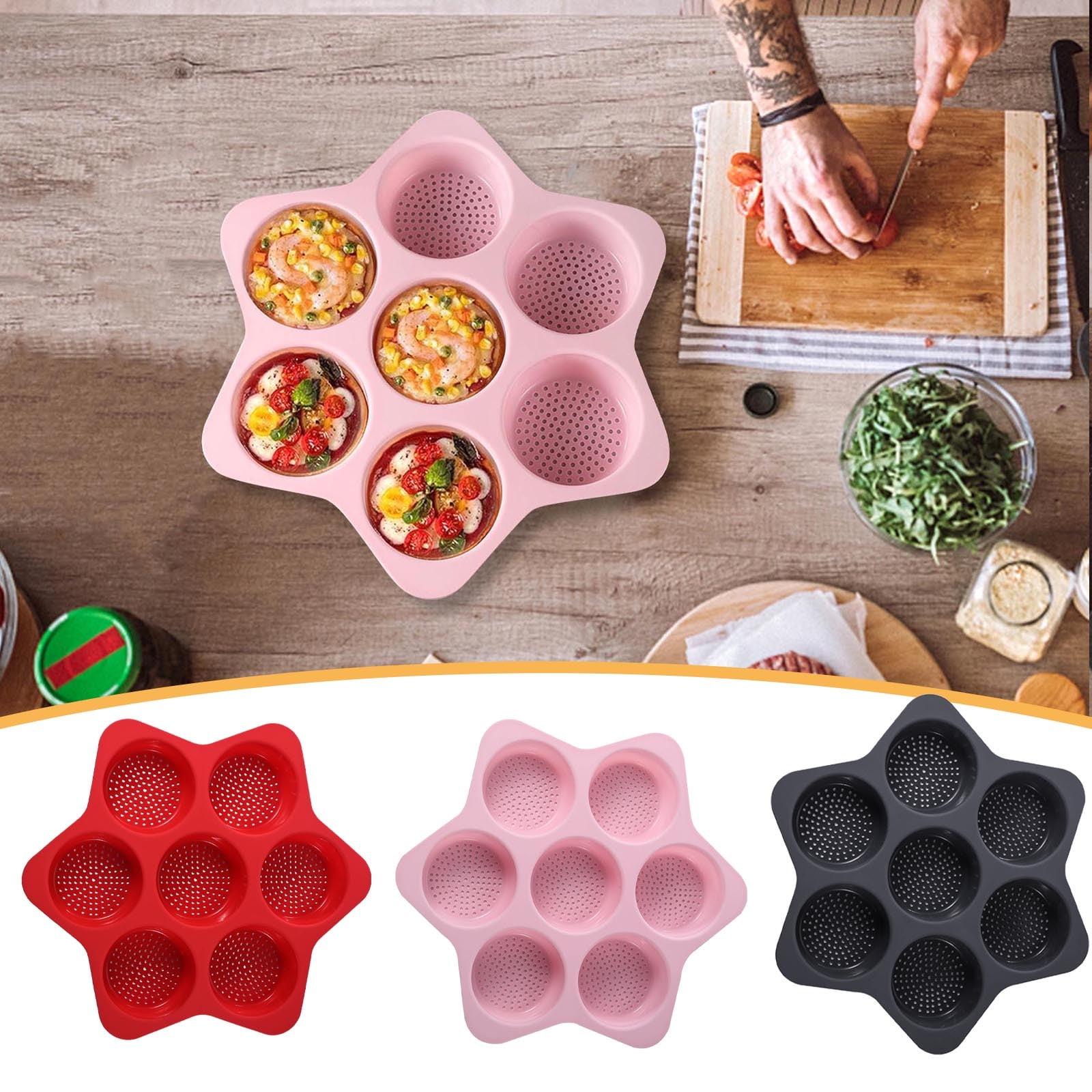Fwttom Silicone Muffin Pans for Baking, 7-Cavity Flexible Silicone ...