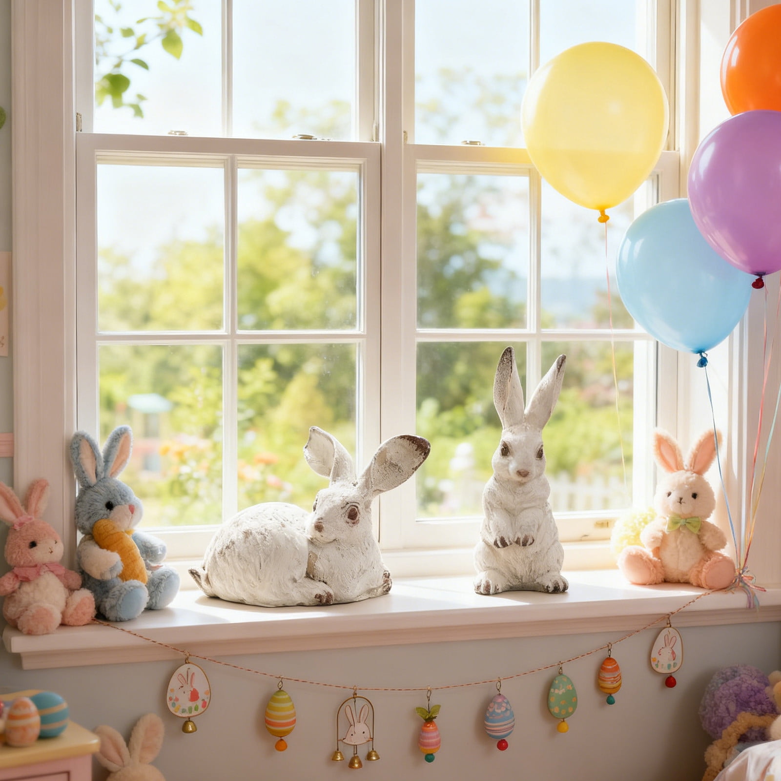 Fwttom Small Easter Bunny Sculpture Spring Bunny Decor Farmhouse Easter ...