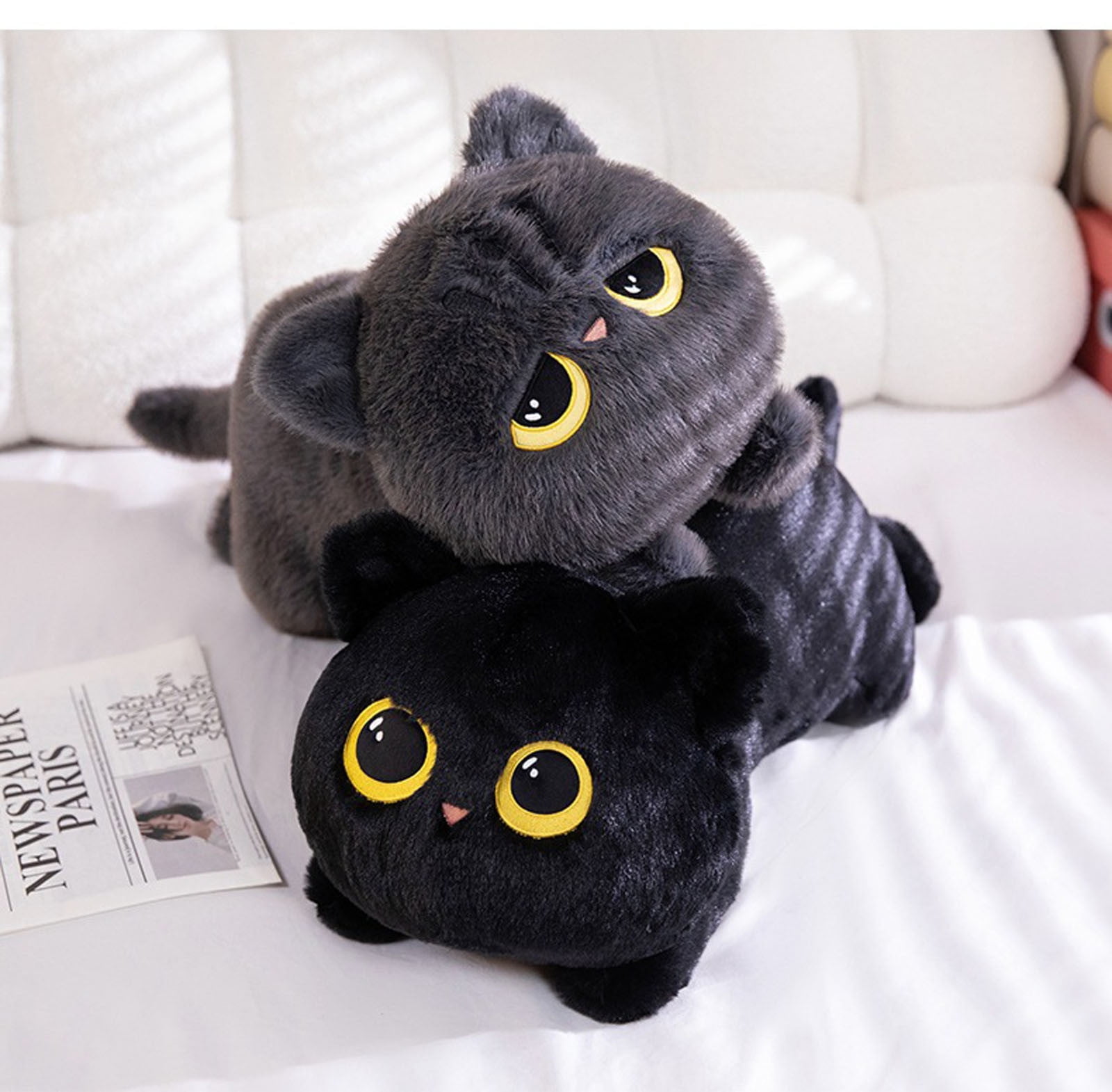 Fwttom Stuffed Animals, Cuddly Black Cat Pillow Toddler Toys for Stress ...