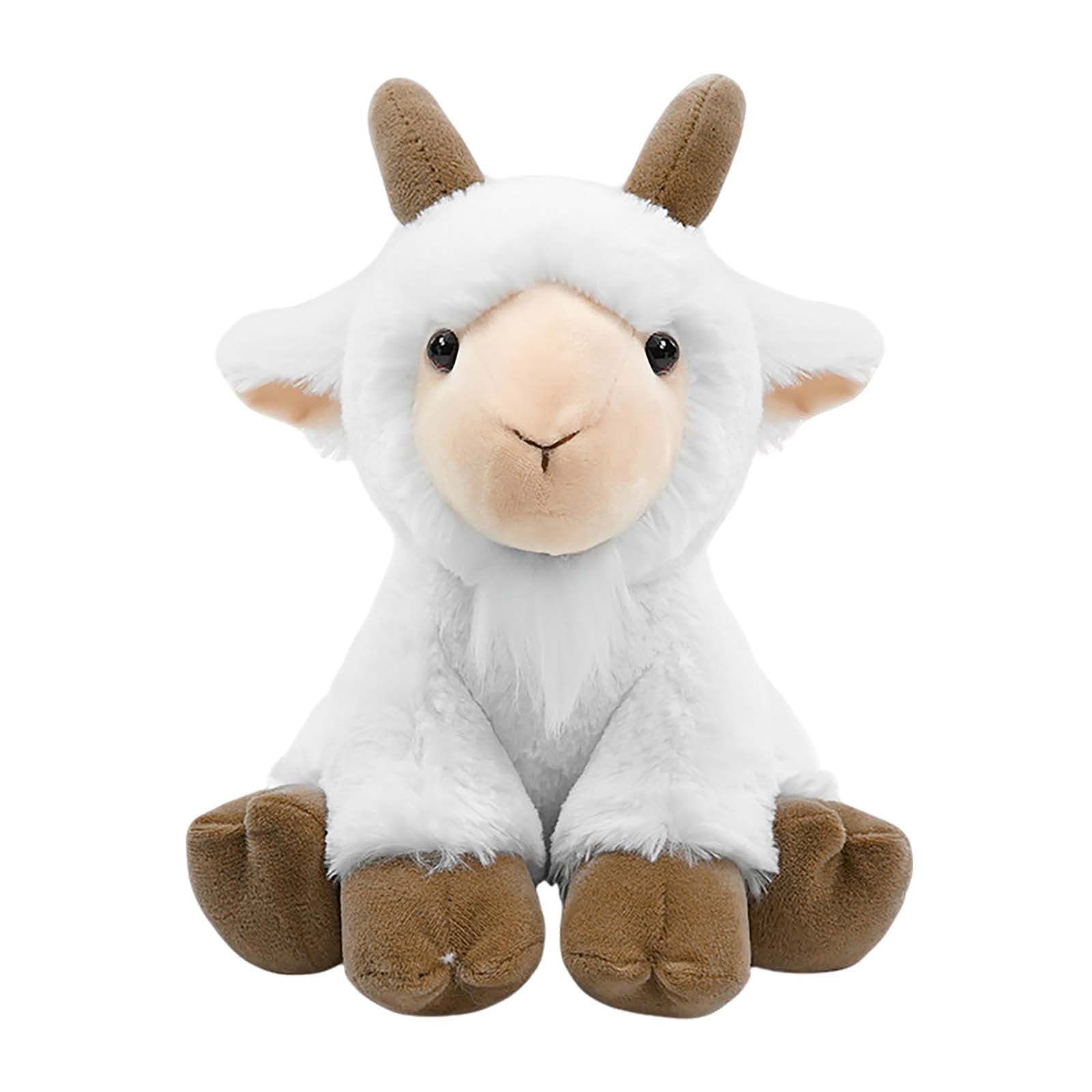 Fwttom Stuffed Animals Plushie - Cute Goat Plush Figure Toys Sitting ...