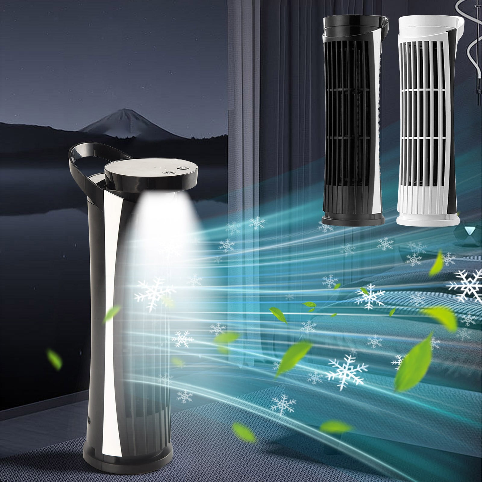 Fwttom Tower Fan - Rechargeable Standing Fan with Night Light, 2 Speeds ...