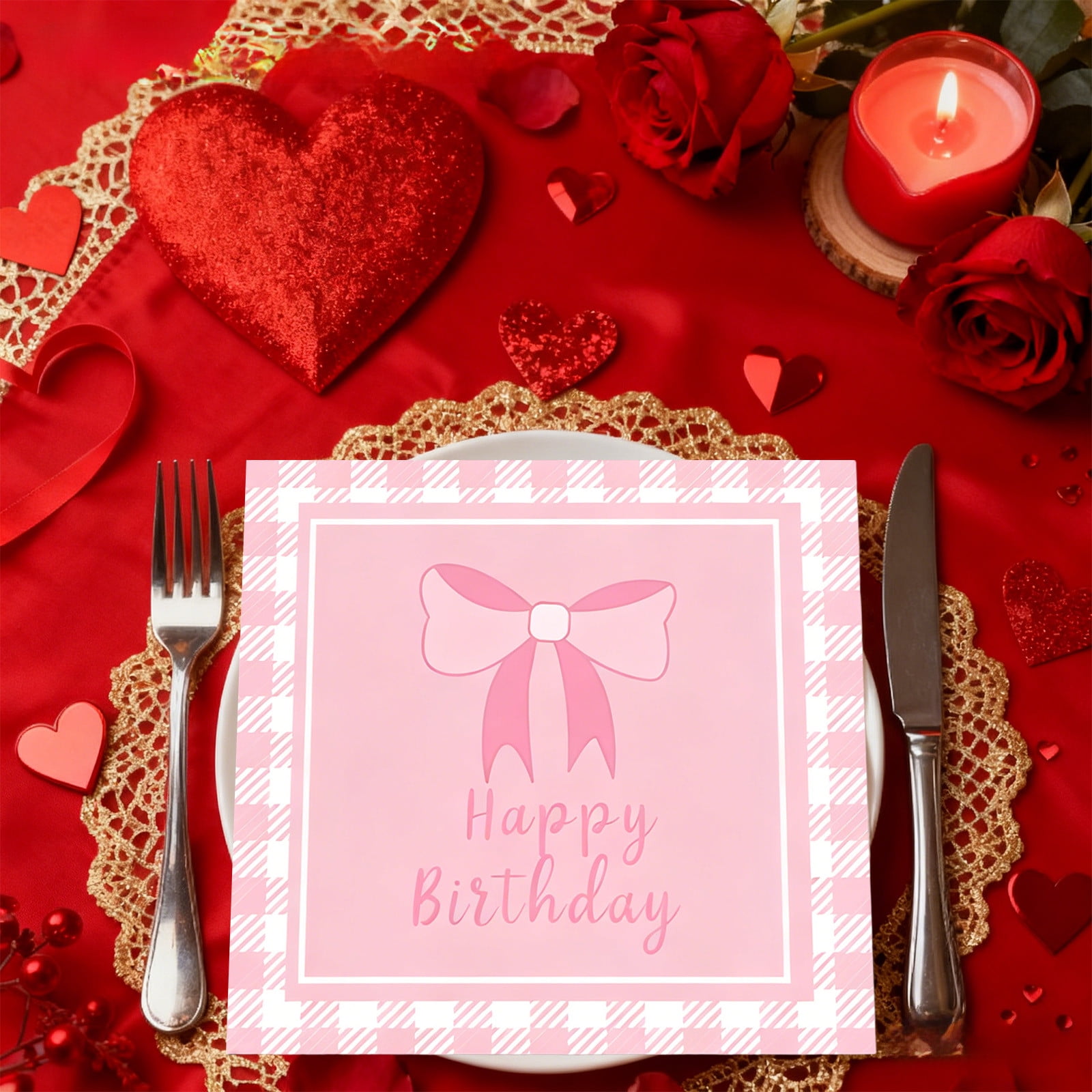 Fwttom Valentines's Day Paper Napkins, 24 pcs Napkins Disposable Party ...