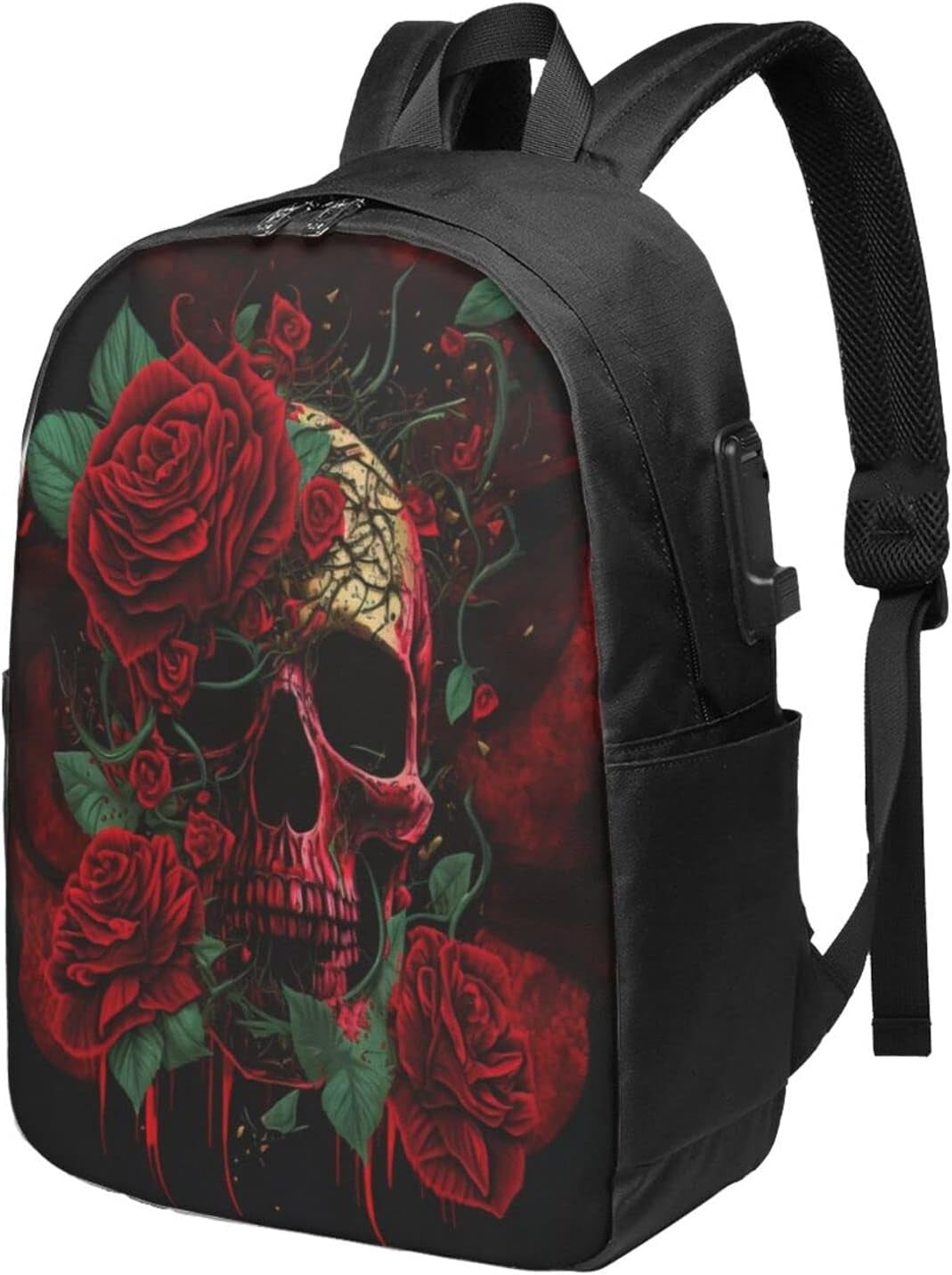 Fycfslmy Gothic Rose Blood Skull Laptop Backpack, Travel Backpack With ...