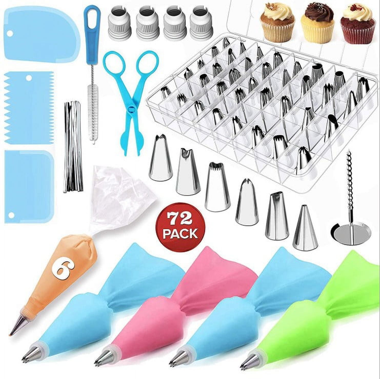 Fyearfly 72 Pieces Cake Decorating Kits in a Box, Stainless Steel Icing ...