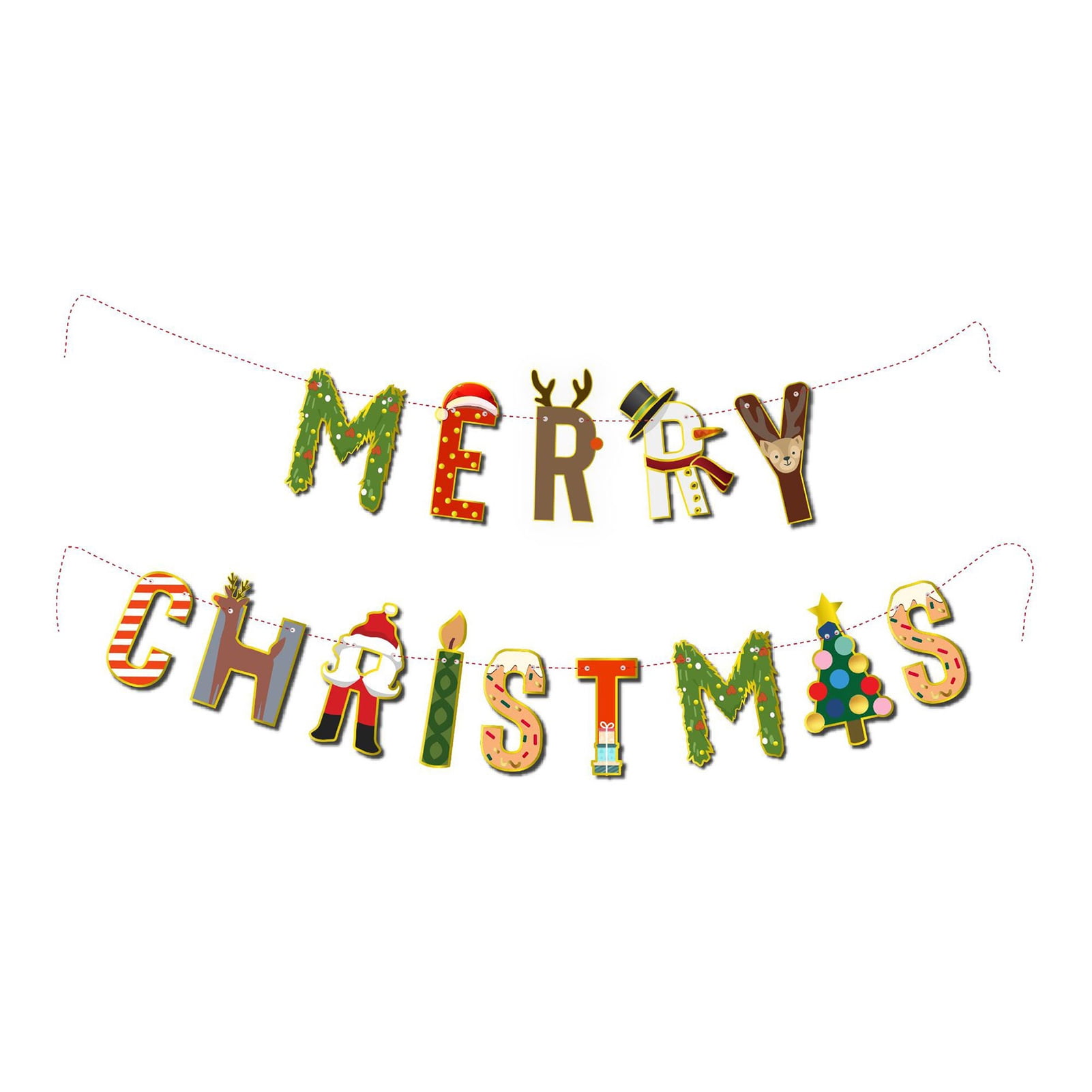 Fyearfly Merry Christmas Bunting Banners Hanging Window Party ...