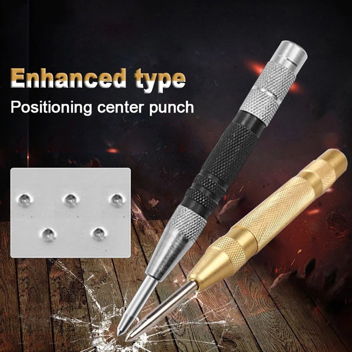 Fyeme 2Pcs Automatic Center Punch Spring Loaded Center Drill Hole Punch ...