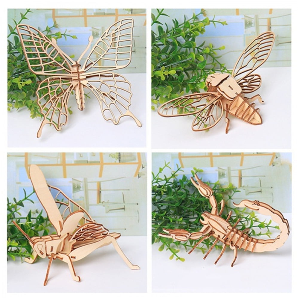 Fyeme 3D Wooden Insect Puzzle,Insect Woodcraft Construction Kit DIY 3D ...