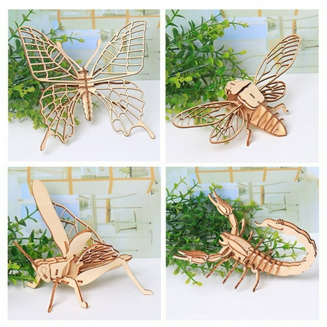 Fyeme 3D Wooden Insect Puzzle,Insect Woodcraft Construction Kit DIY 3D ...