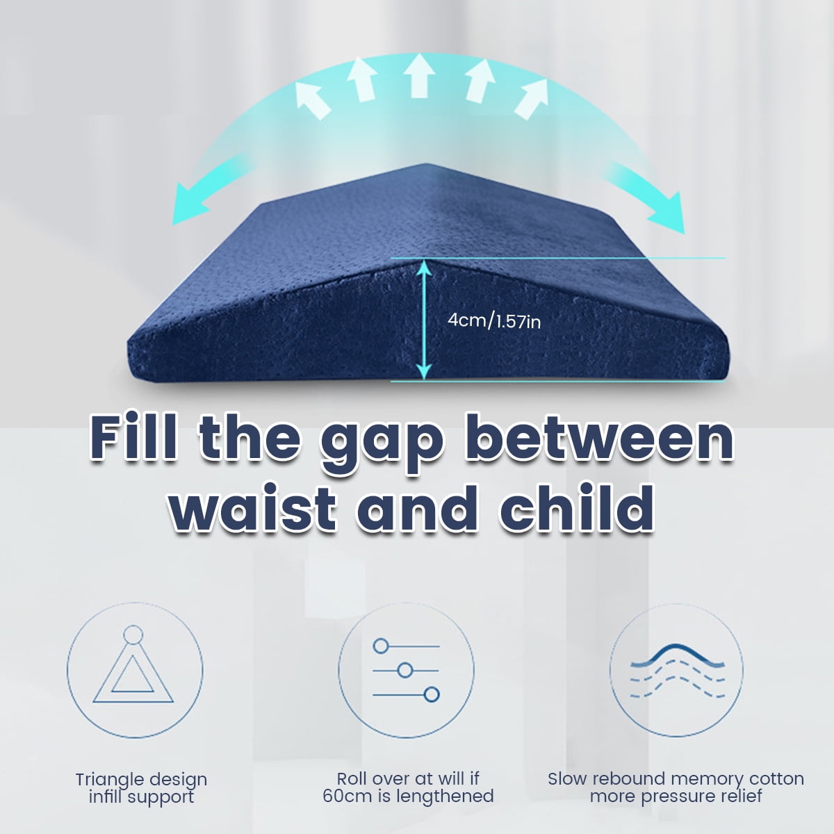 Fyeme Lumbar Support Pillow Memory Foam Breathable Lengthen Back ...