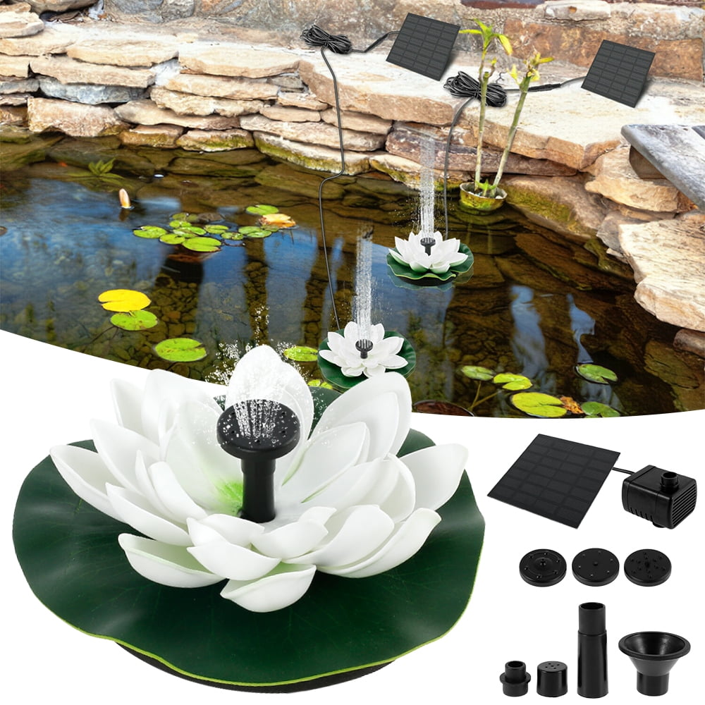 Fyeme Solar Panel Floating Pump Lotus Fountain Water Feature Bird Bath ...
