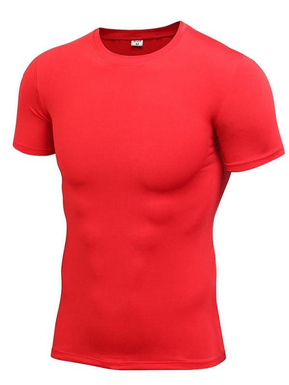 Fymall Men Soft Tight Compression Sports T-shirt Stretch Shirt Short ...