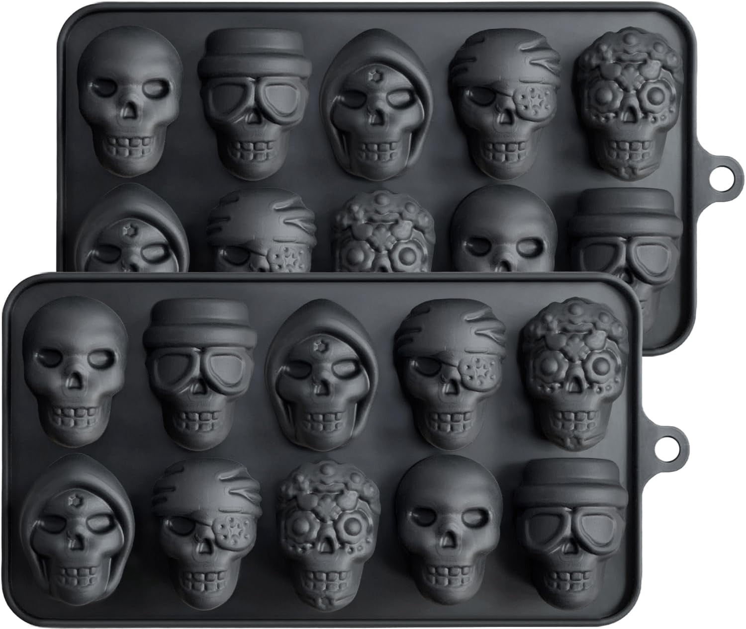 Fymlhomi 10 Cavity Skull Chocolate Molds Silicone Skull Candy Mold for ...