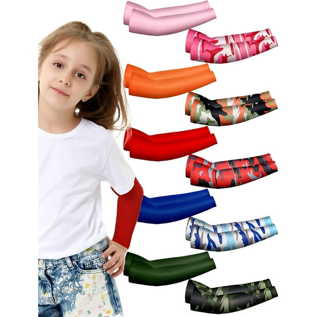 Fymlhomi 10 Pairs Arm Sleeves for Kids Arm Compression Sleeves Baseball ...