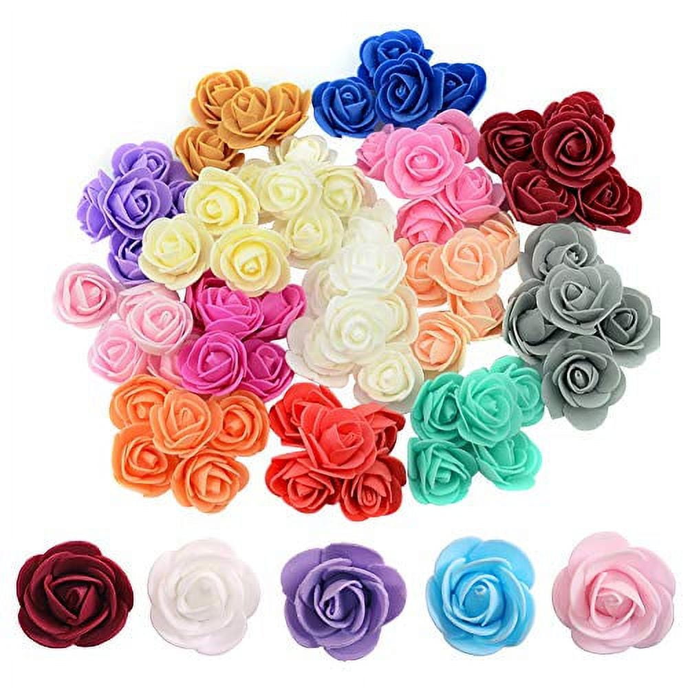 Fymlhomi 100 Pcs 1.3 Inch Mini Artificial Rose Flowers Mix Color PE ...