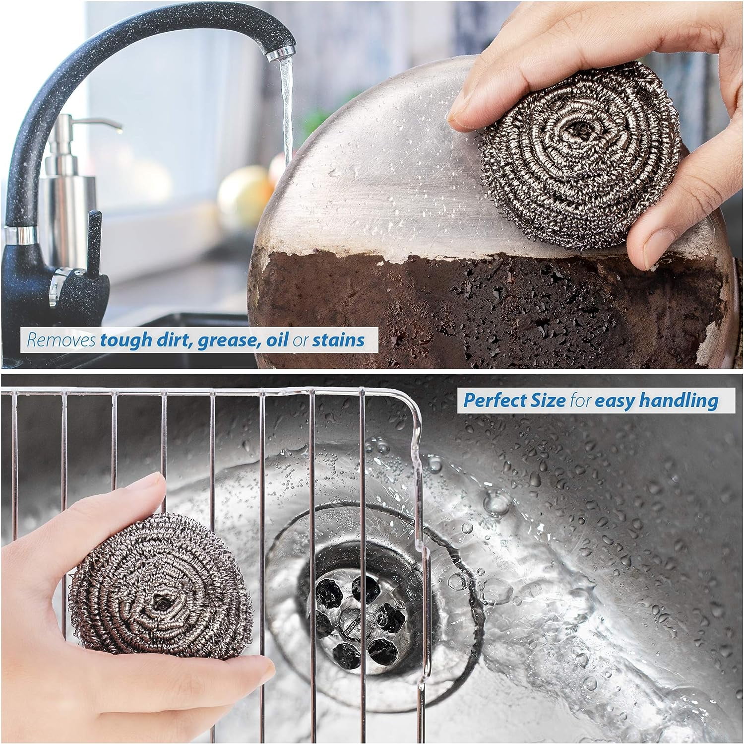 Fymlhomi 12 Pack Stainless Steel Wool Scrubber Sponge for Removing ...