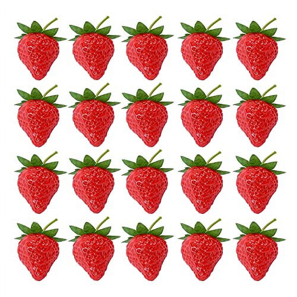 Fymlhomi 20 Pieces Artificial Strawberry Lifelike Fruit Plastic ...