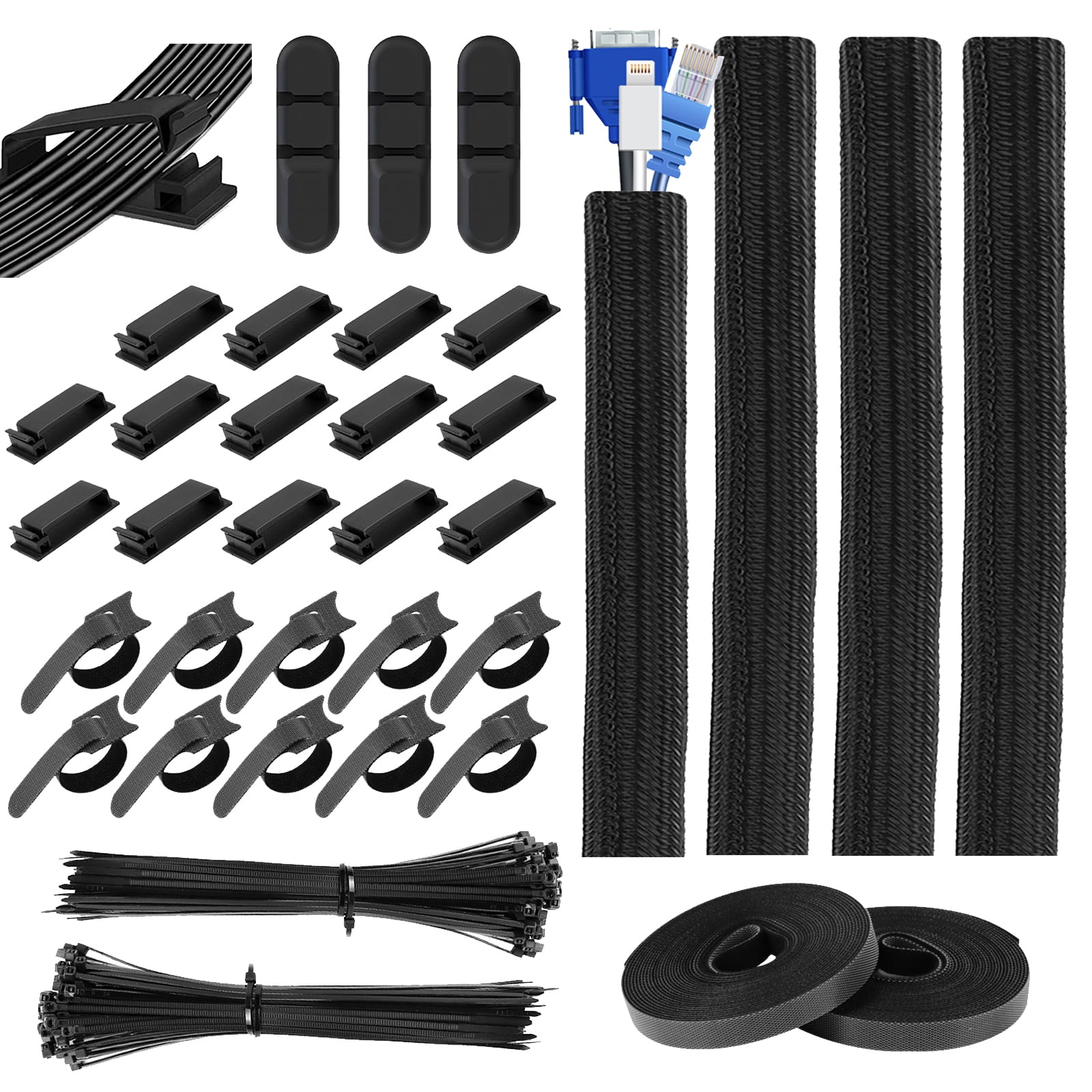 Fymlhomi 234Pcs Cable Management Kit,Cord Organizer Wire Management Kit ...