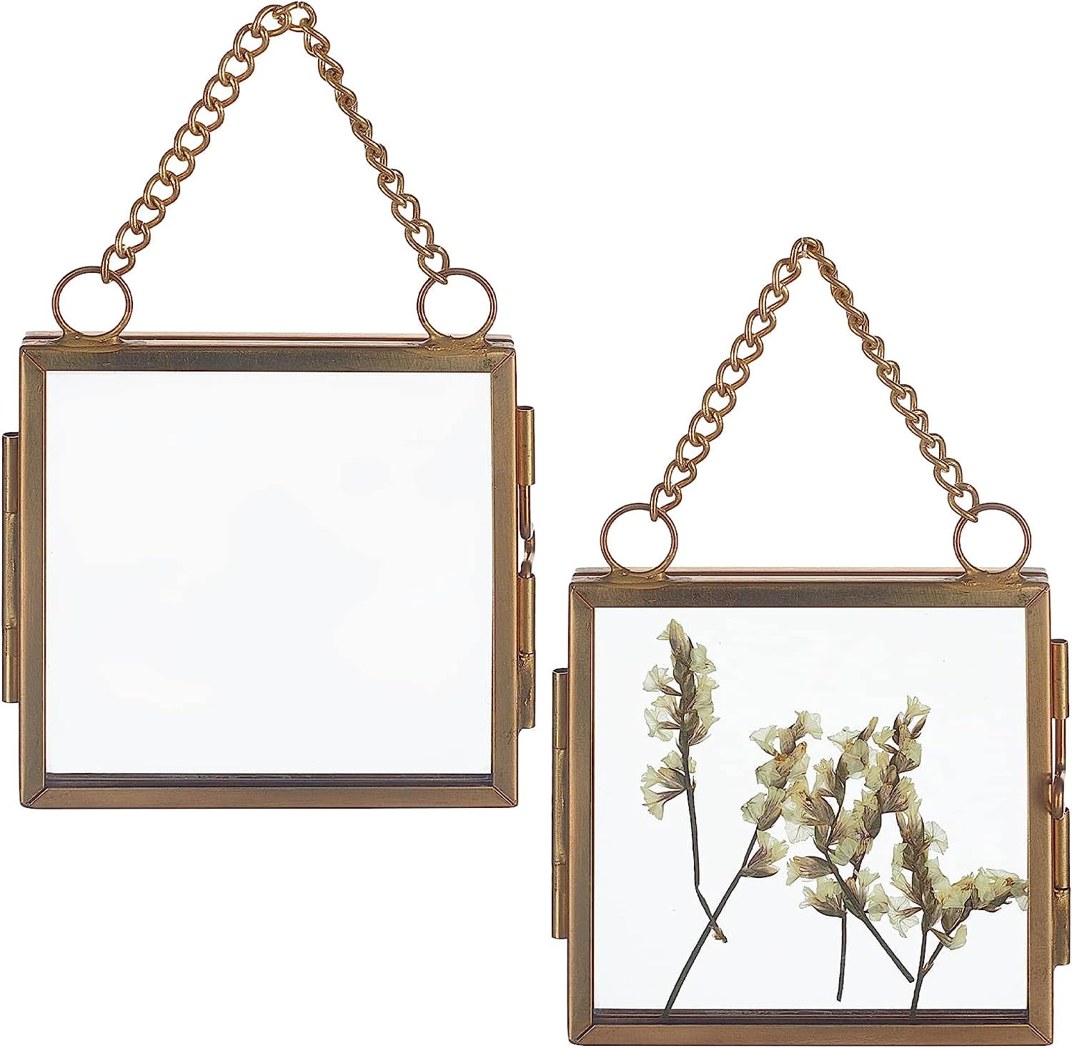 Fymlhomi 2pcs Wall Hanging Mini Photo Frames Double Glass Picture Frame ...
