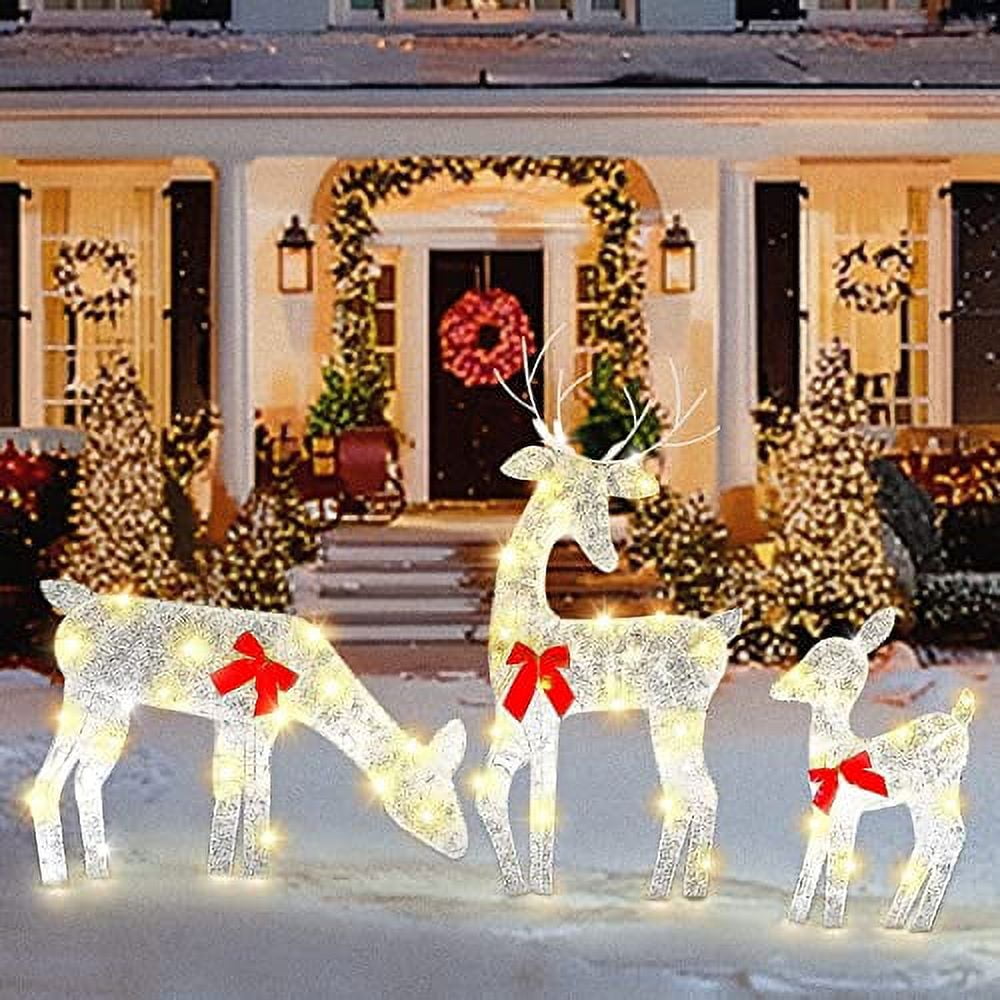 Fymlhomi 3 Pack Lighted Reindeer Family 2022 Christmas Large Outdoor ...