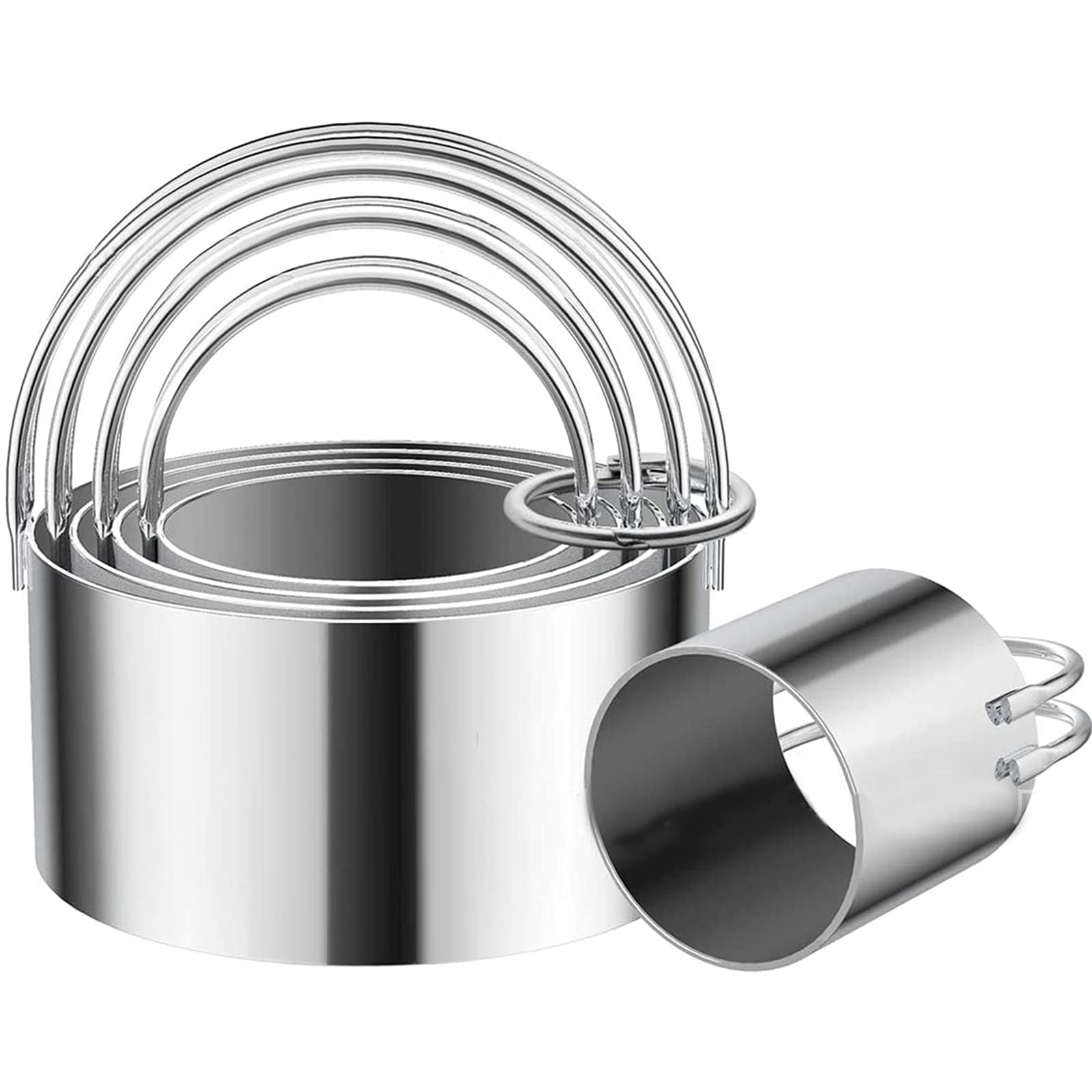 Fymlhomi 5Pcs Round Cookie Cutter, Pastry Cutters Biscuit Cutter Set ...