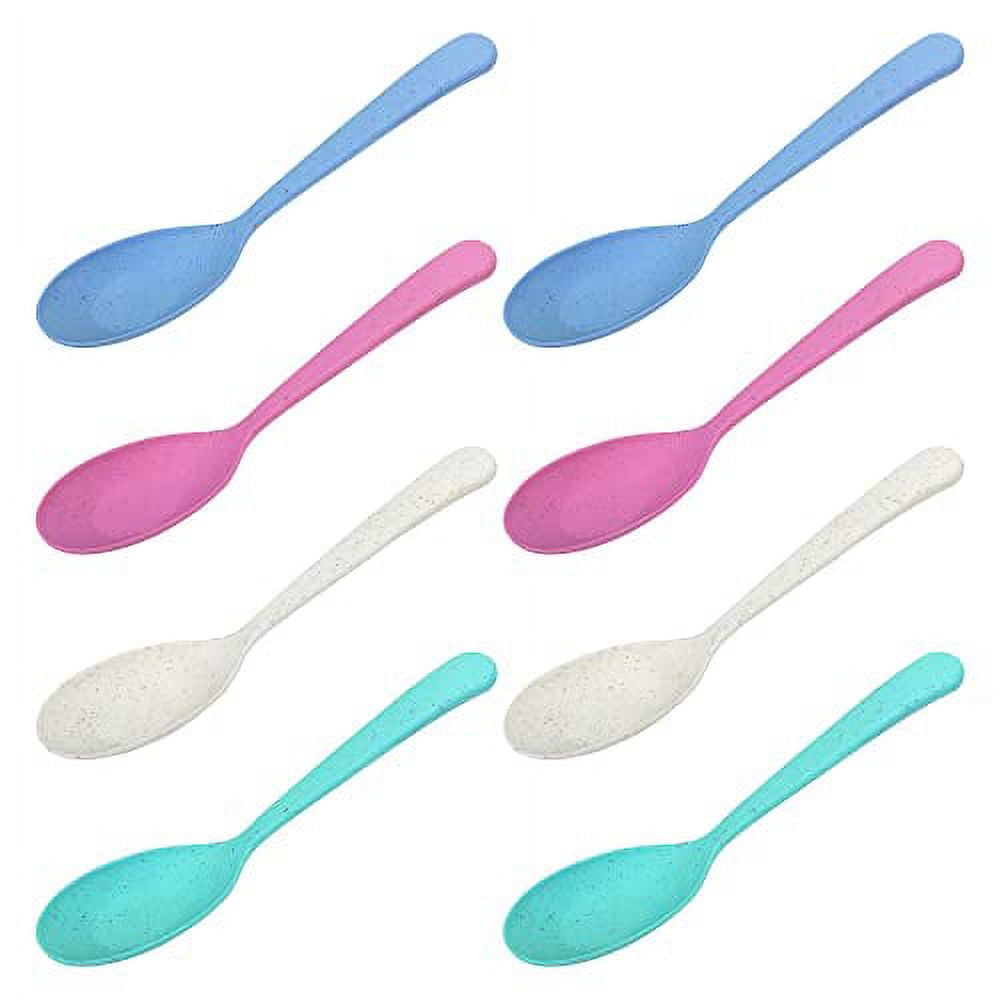 Fymlhomi 8 Pieces Wheat Straw Plastic Spoon Portable Rice Soup Porridge ...