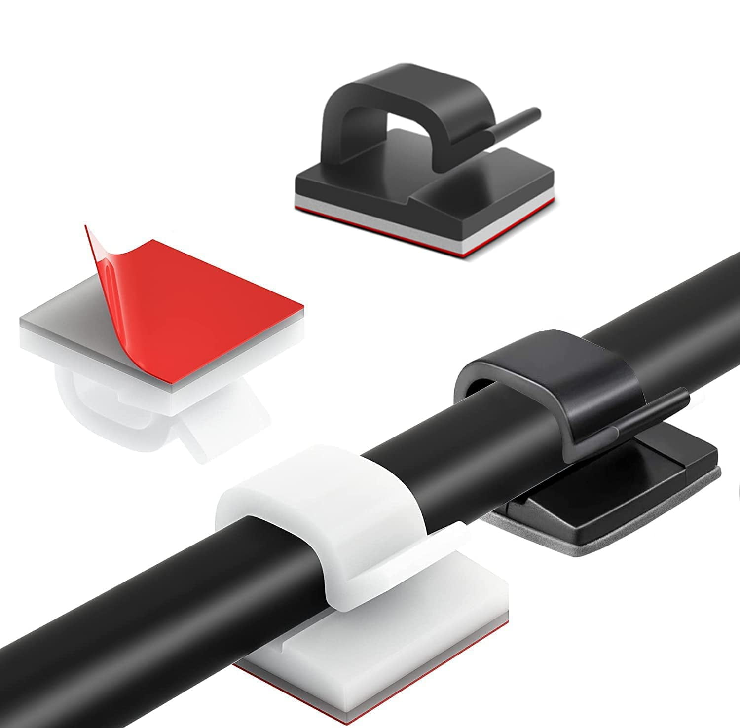 Fymlhomi 80 PCS Wire Cable Clips, Adhesive Cable Clips, Adjustable ...