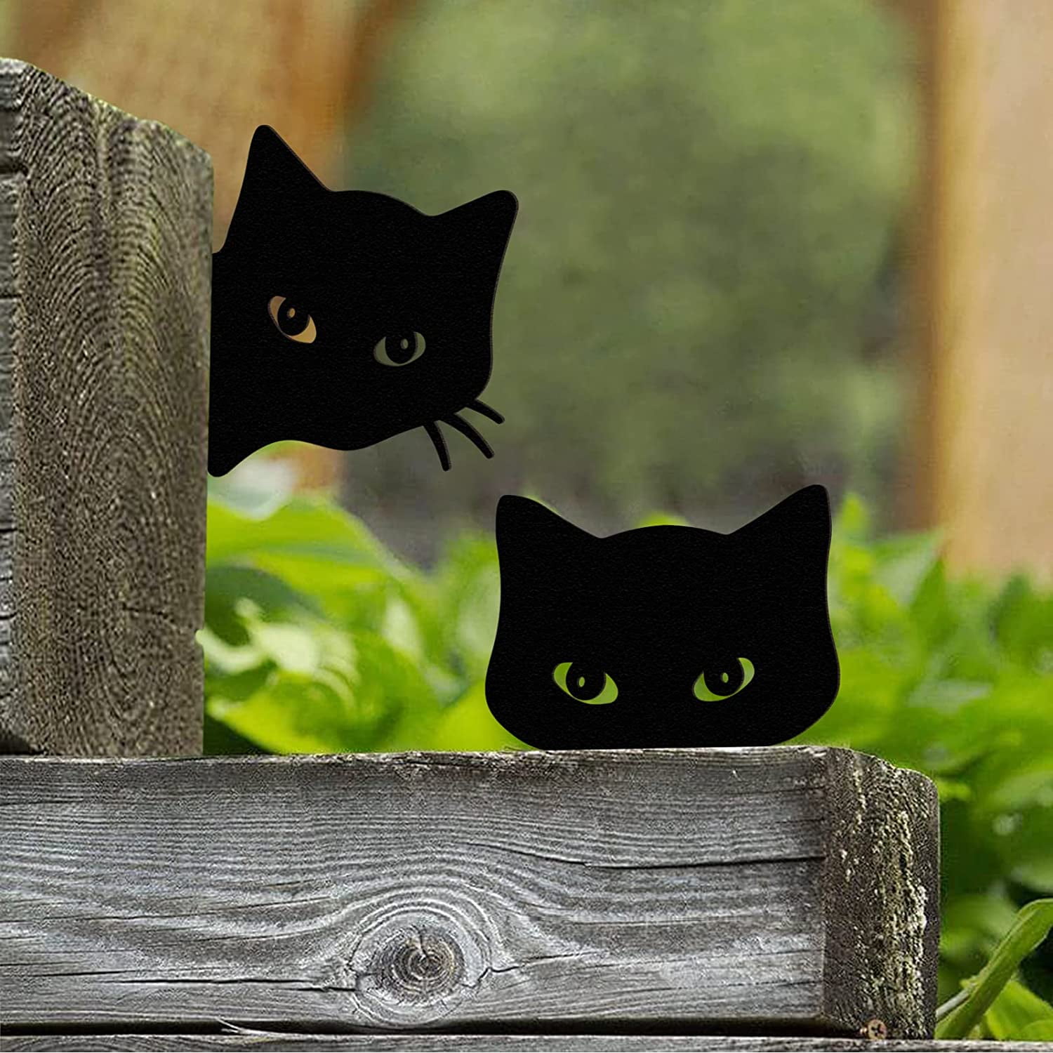 Fymlhomi Black Cat Decorations Metal Garden Yard Art Set of 2 ...