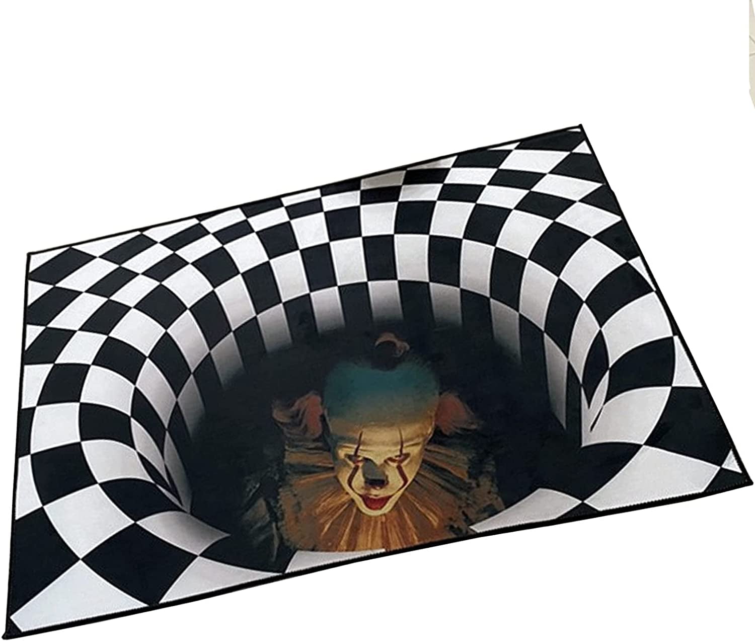 Fymlhomi Halloween Area Rug,Black White Plaid Round Rugs 3D Visual ...