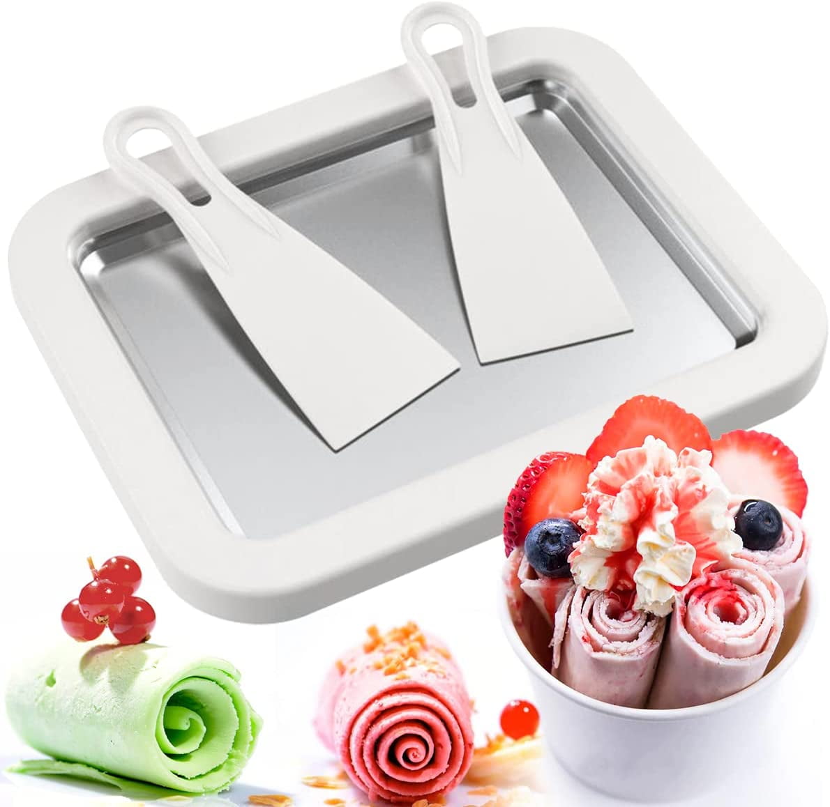 Fymlhomi Ice Cream Roll Maker-with 2 Scrapers Ice Cream Maker Pan ...