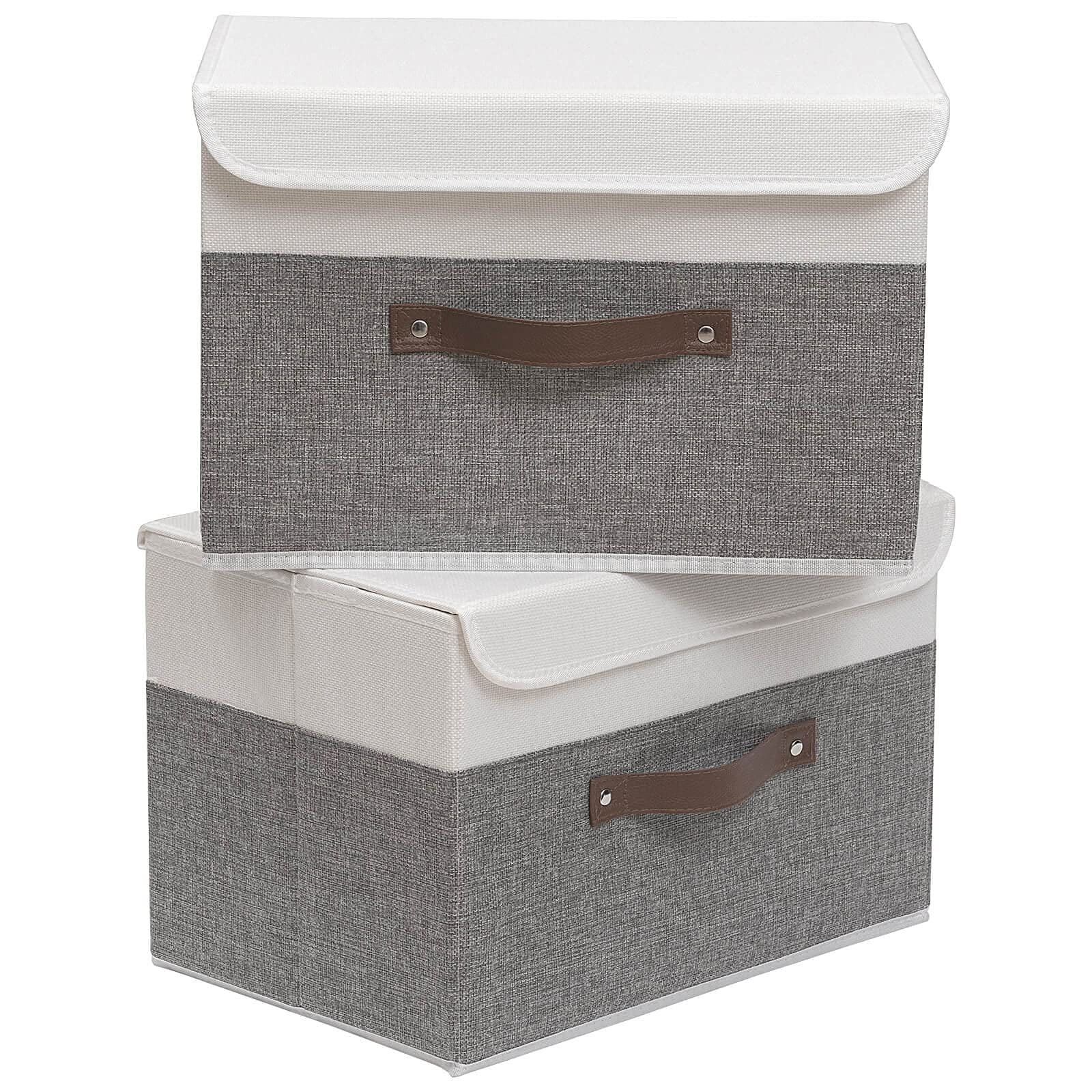 Fymlhomi Large Collapsible Storage Box with Lid, Linen Fabric Clothing ...