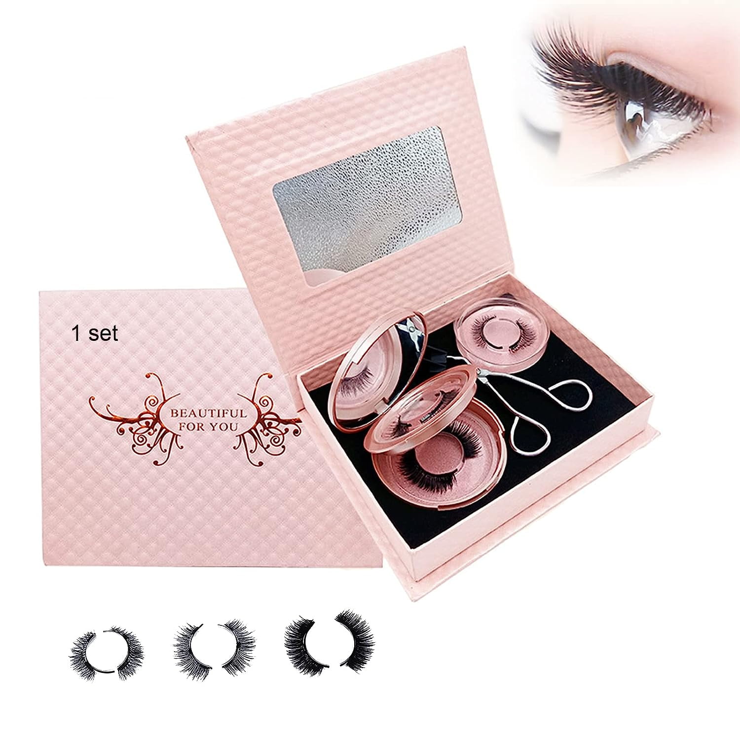 Fymlhomi Luminaire Magnetic Lashes, 3 Pairs Layla Lashes Magnetic, Magnetic Eyelashes Natural ...