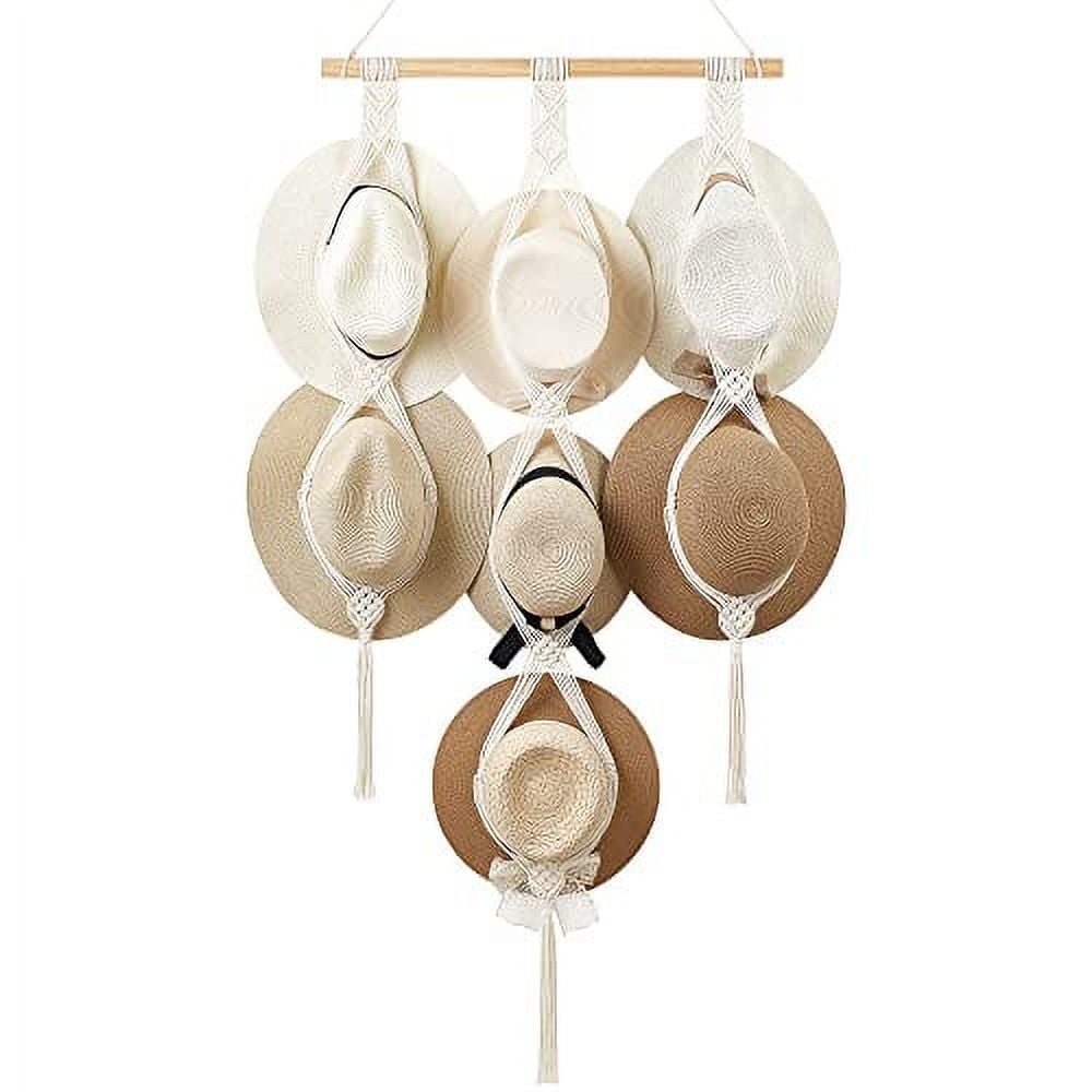 Fymlhomi Macrame Hat Hangers Hat Rack for Wall Cowboy Hat Holder ...