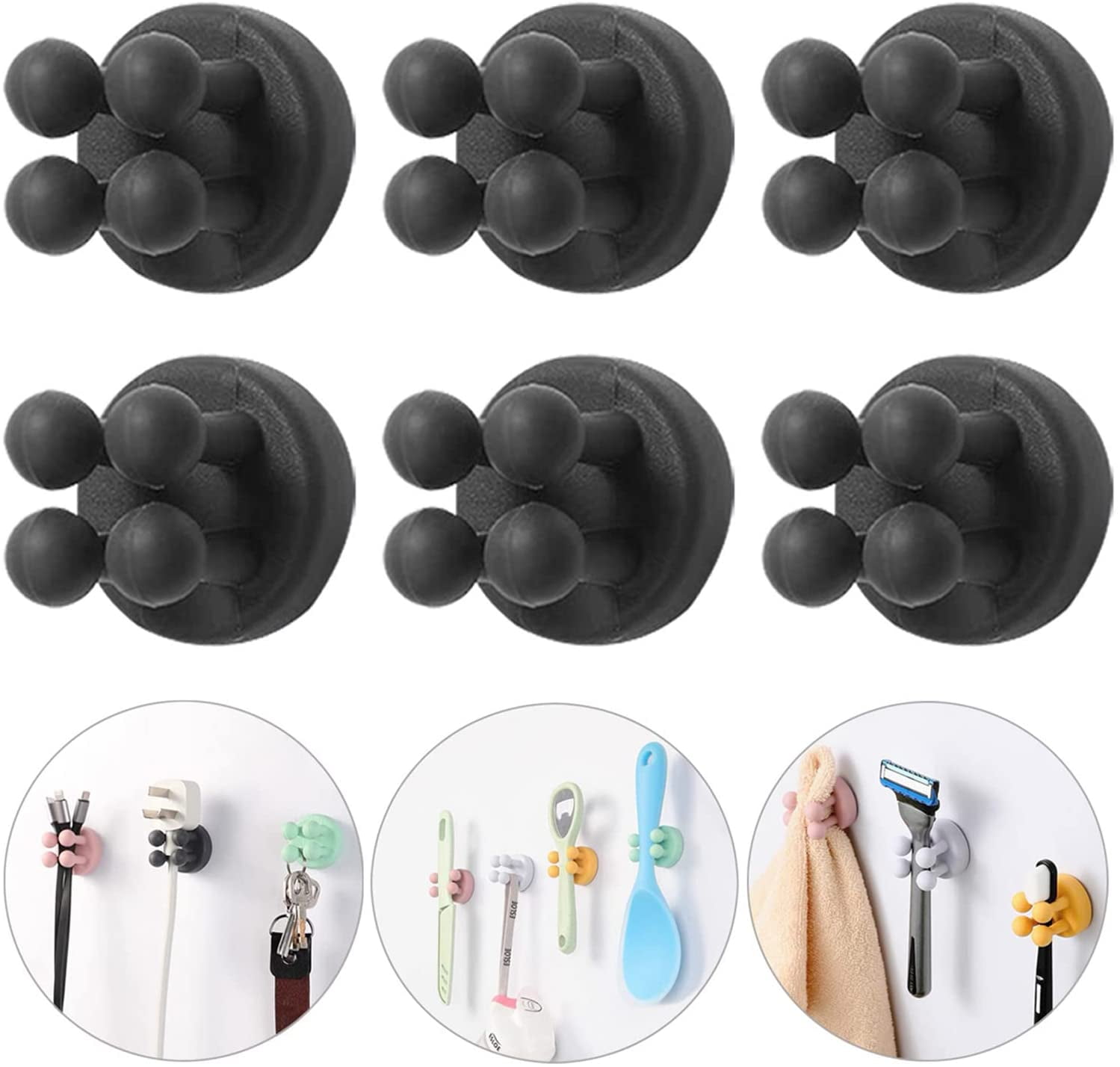 Fymlhomi Razor Holder for Shower Hooks – 6Pcs Self Adhesive Wall ...