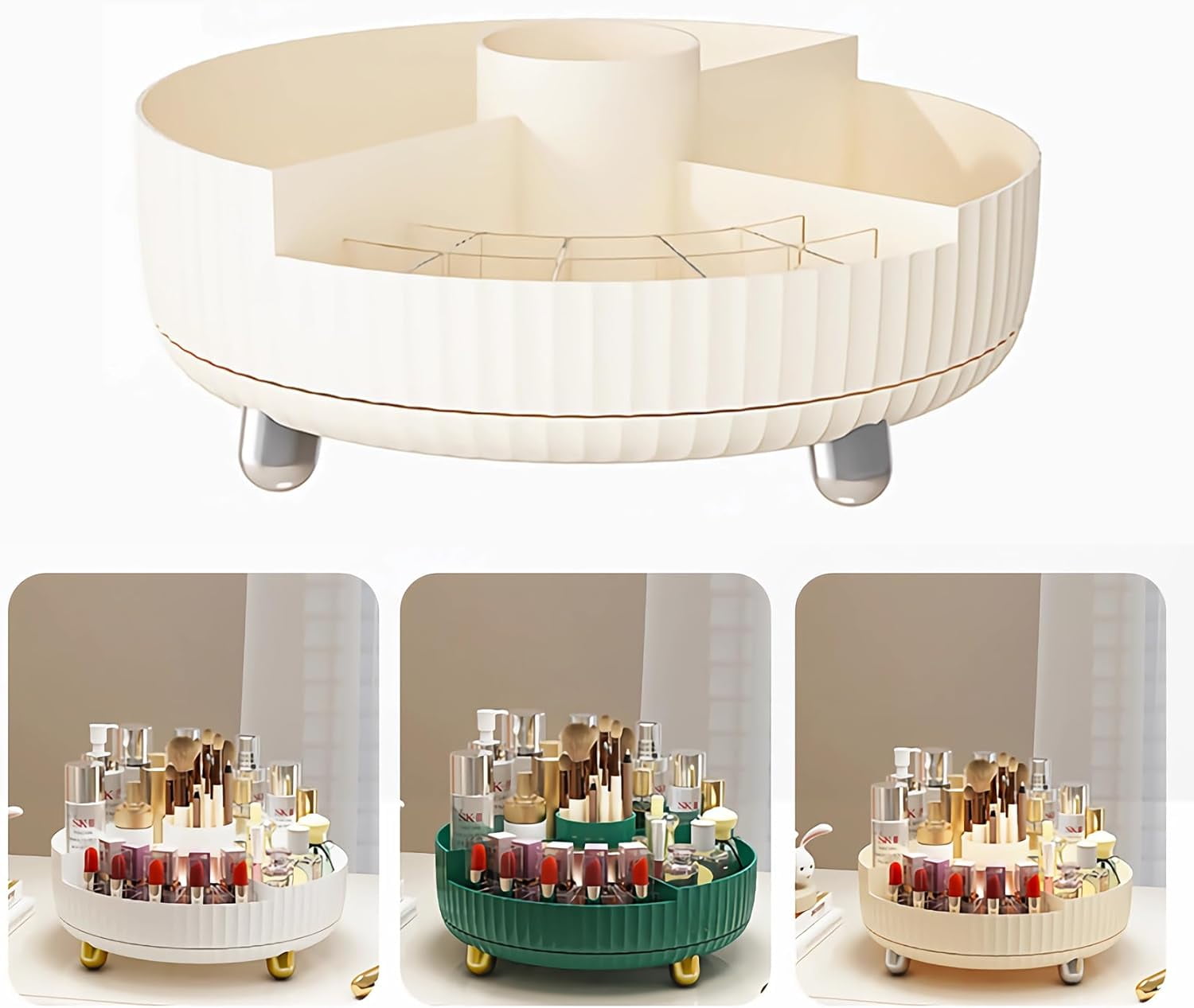 Fymlhomi Rotating Makeup Organizer for Vanity - Bathroom Organizer and ...