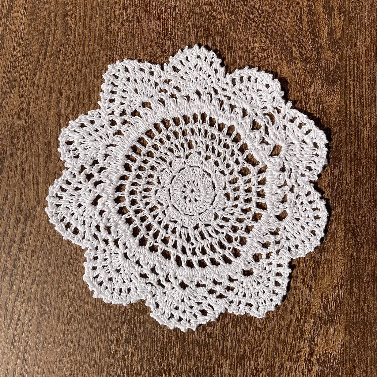 Fymlhomi Round Crochet Lace Doily Floral Design Fabric Coasters Doilies ...