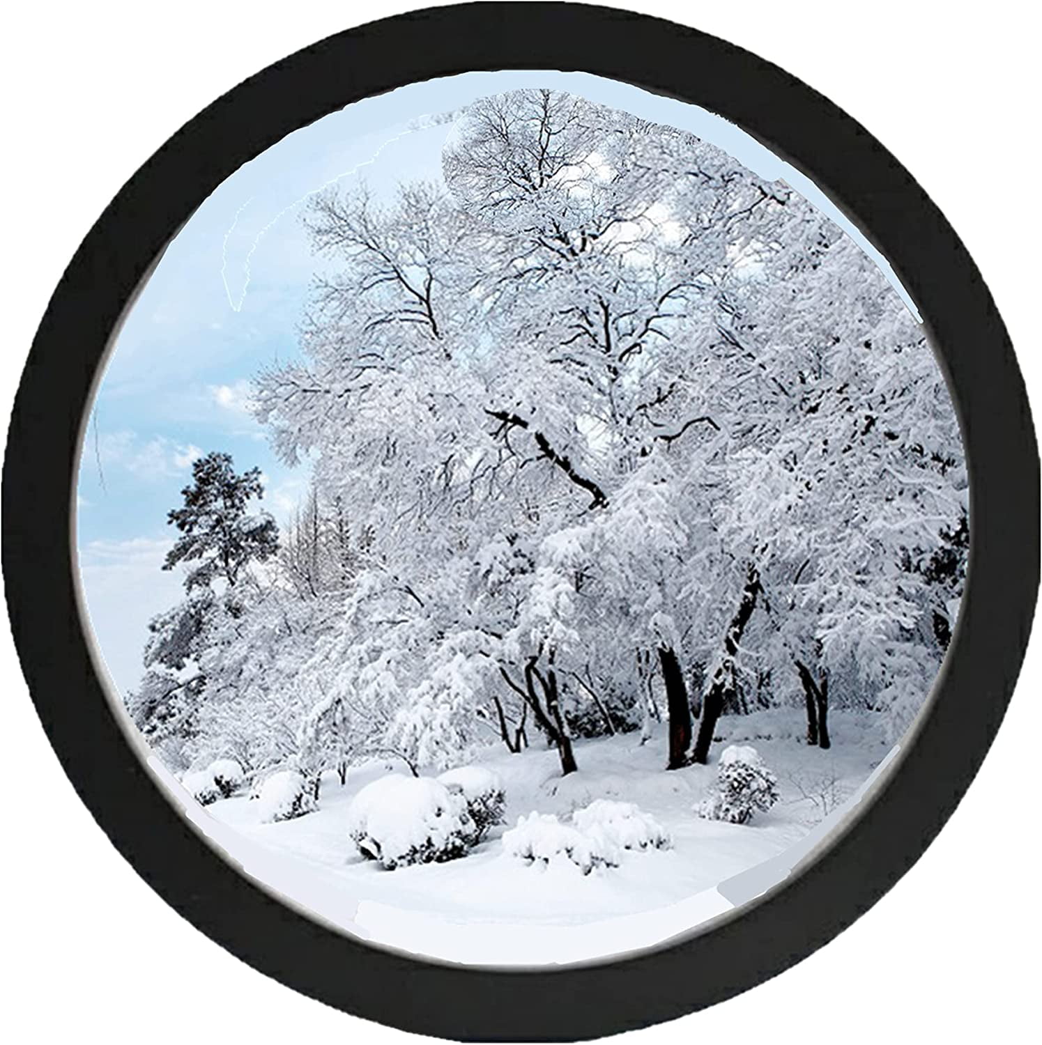 Fymlhomi 8 in x 8 in Black Round Wooden Wall Hanging Picture Frame ...