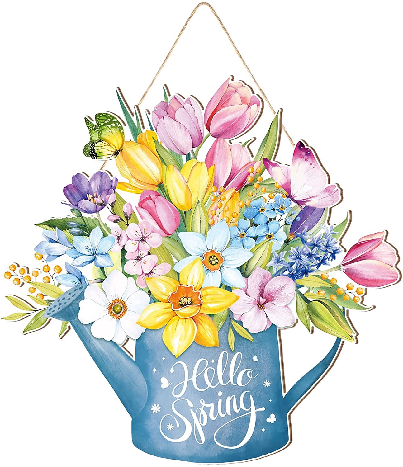 Fymlhomi Spring Door Decor Flower Welcome Door Sign Spring Door Hanger ...