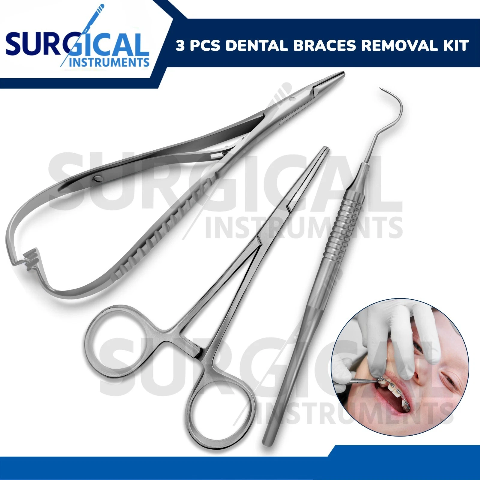 Fyna -3 Pcs Dental Braces Removal Kit Set Orthodontic Stainless Steel ...