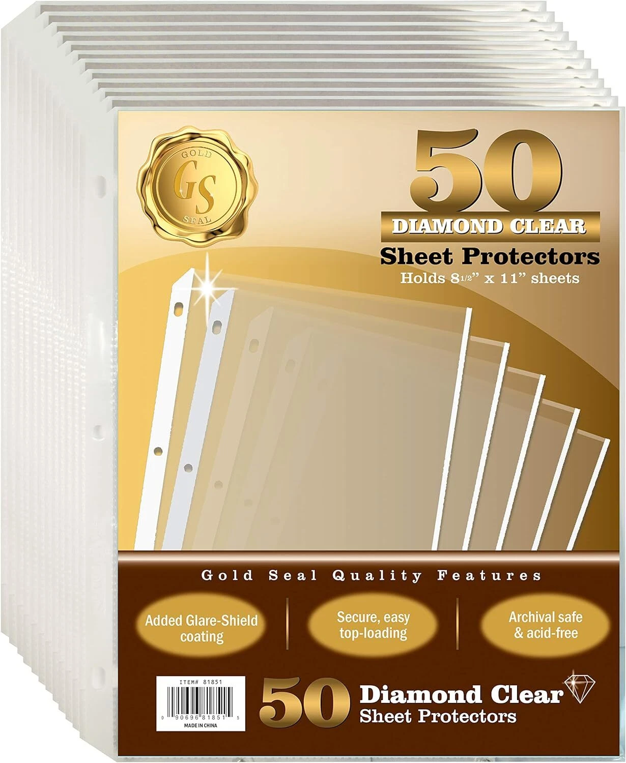 Fyna -50 Count Clear Sheet Protectors 8.5 X 11 Anti Glare Top Loading ...