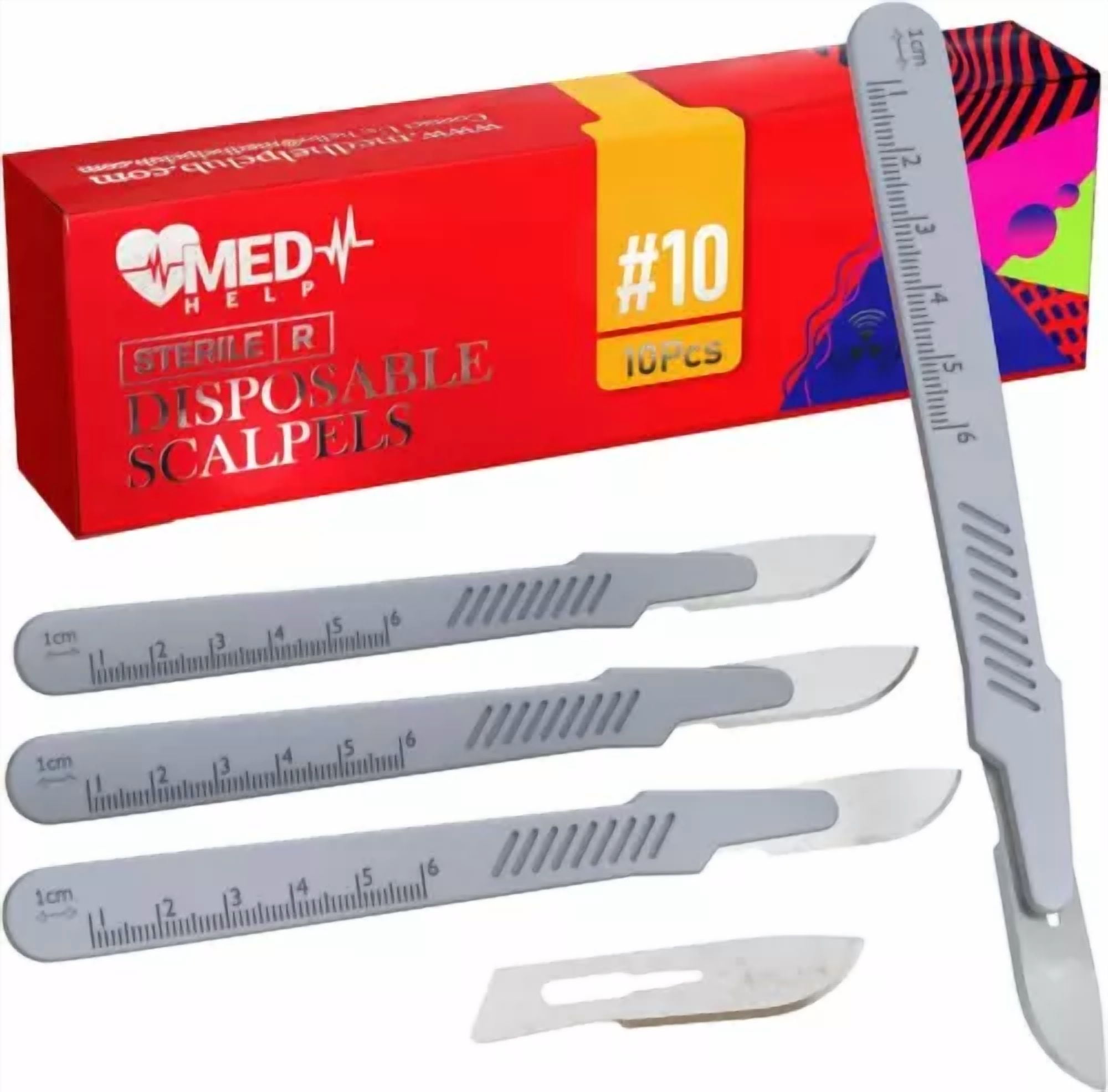 Fyna -Medhelp 10 Pcs Disposable Scalpels #10 - Dermaplaning Tool ...
