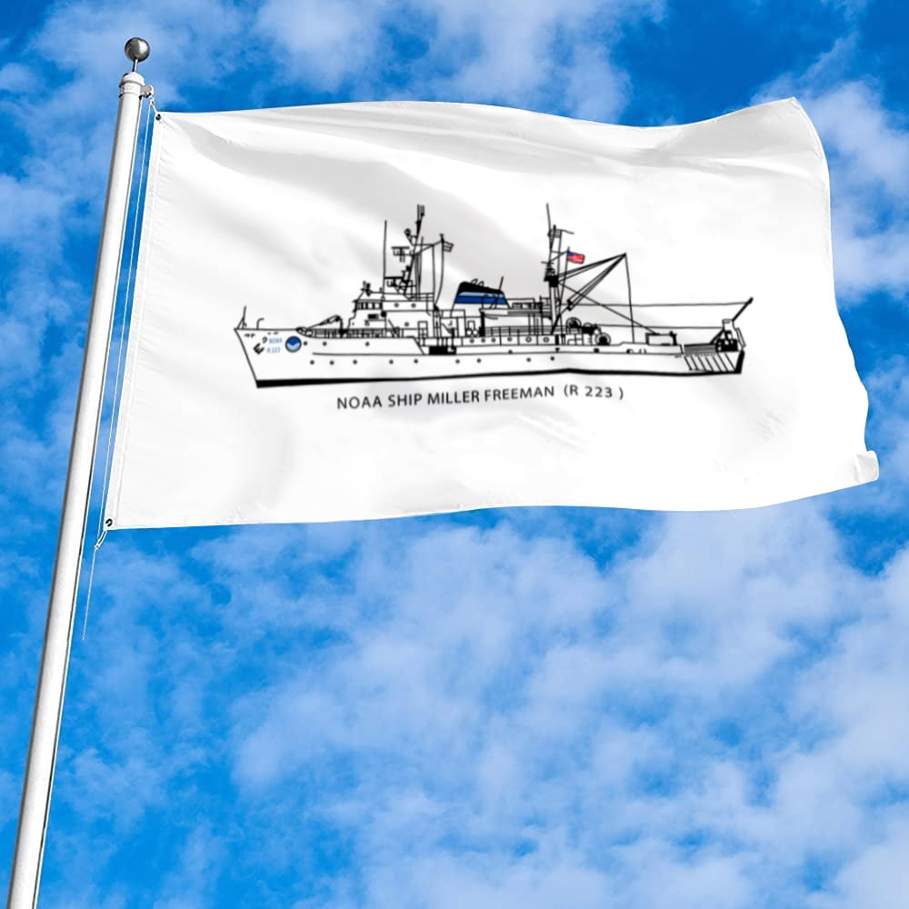 Fyon US Military Navy NOAA Ship Miller Freeman (R 233) Flag banner with ...